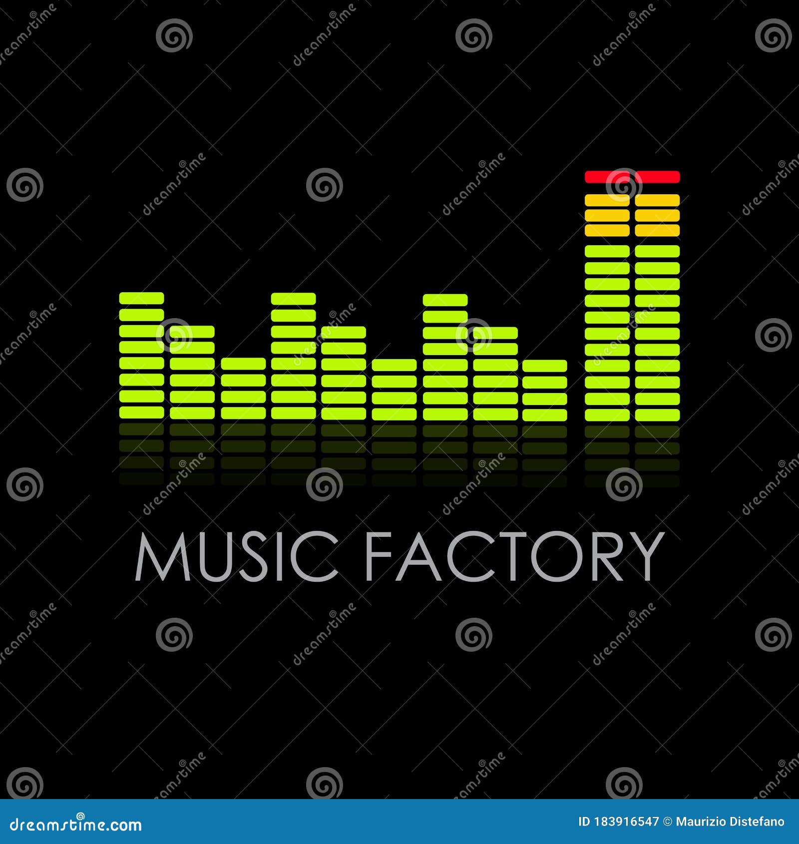 Vector Sign Music Factory, with Led Stock Illustration - Illustration ...
