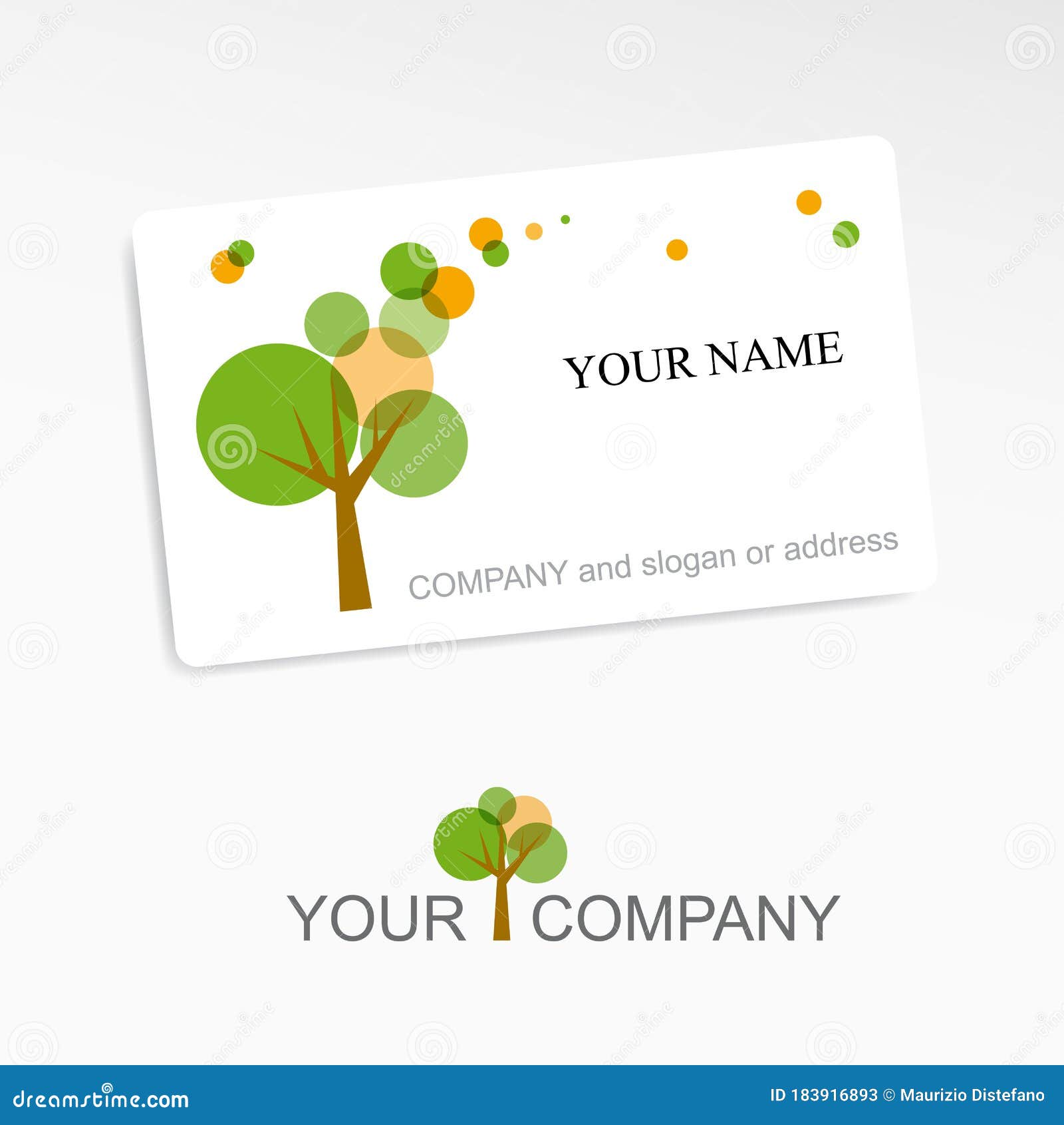 Vector Sign Round Green Tree Card Stock Illustration - Illustration of ...