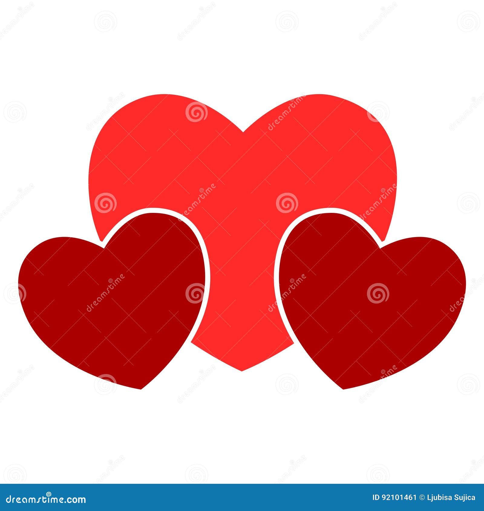 Vector sign three hearts stock vector. Illustration of couple - 92101461