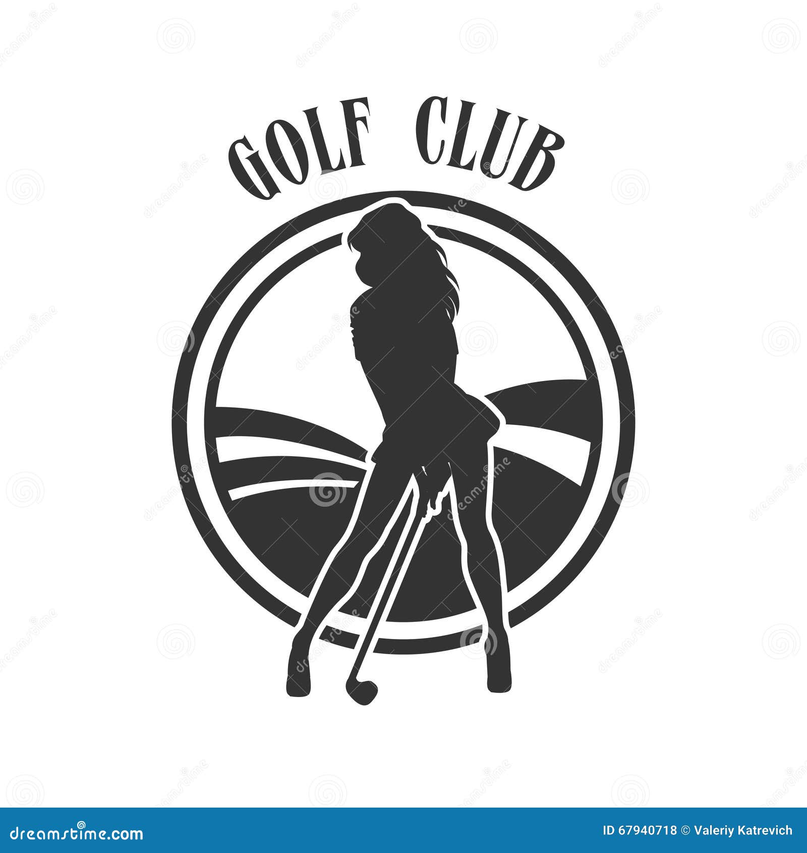 Vector Sign Woman Play Golf. Stock Illustration - Illustration of print ...