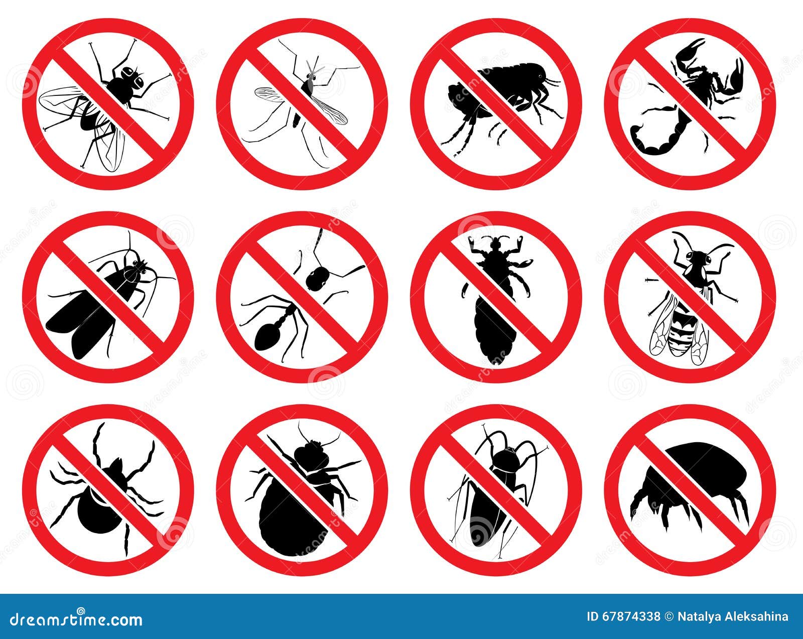 Vector Signs Stop for the Harmful, Stinging and Parasitizing Insects ...