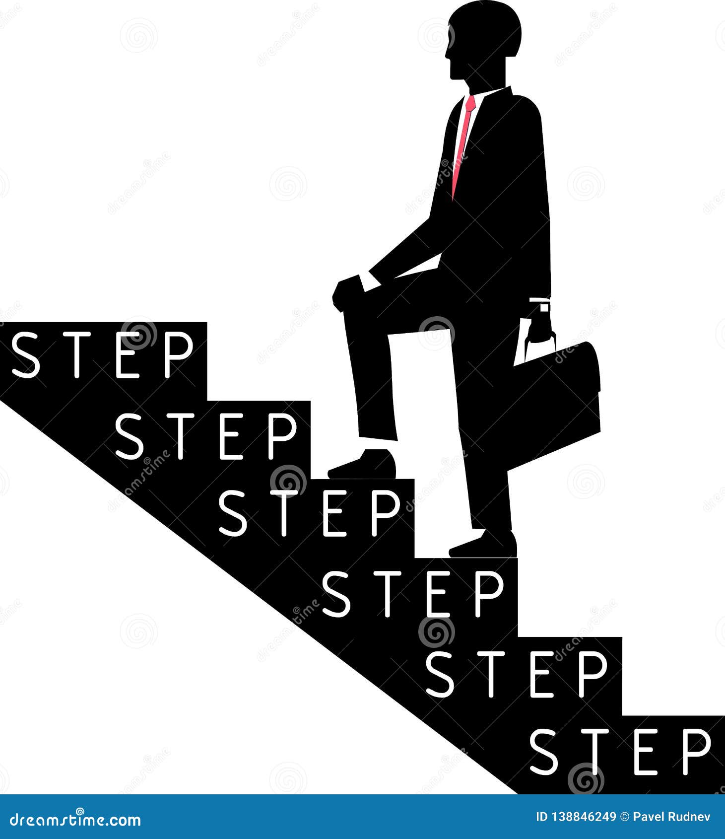 Silhouete of the Man in the Suit with Briefcase Up the Stairs with ...