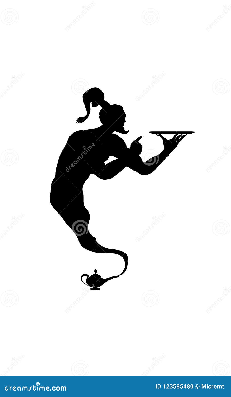 Arabic Genie Lamp Black Silhouette Isolated On White Background ...