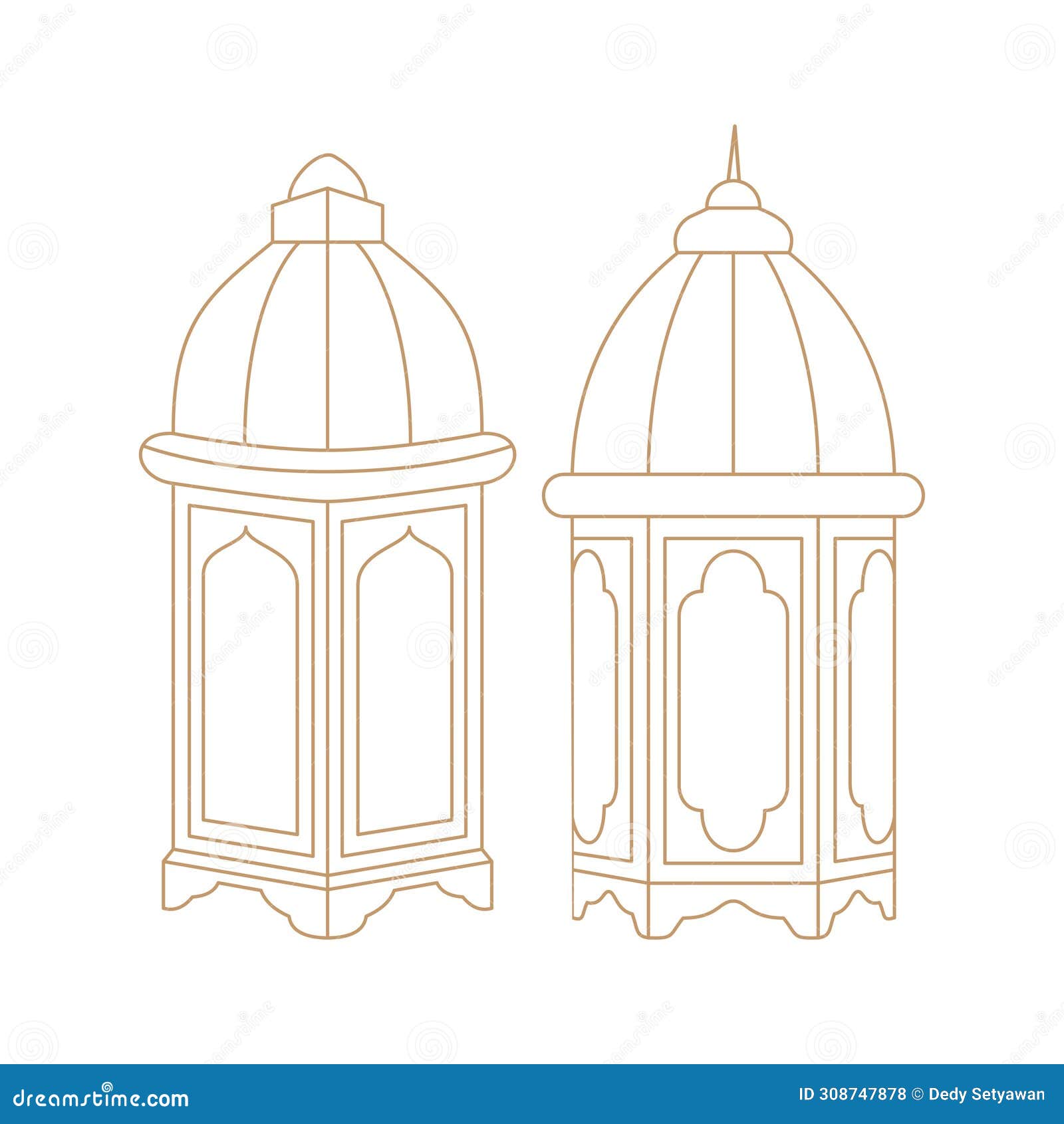 Outline lantern vector stock vector. Illustration of mubarak - 308747878