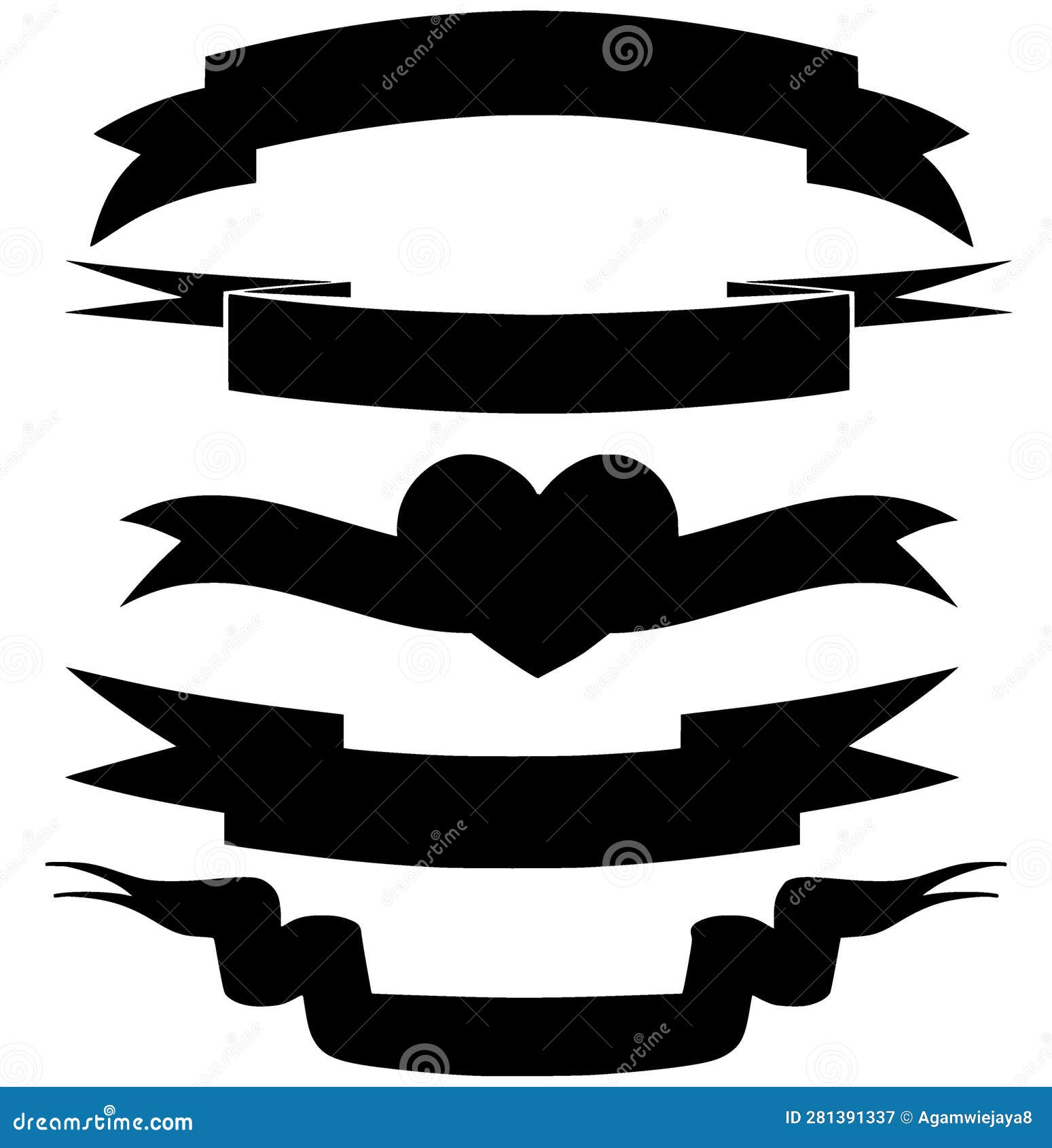 Banner Silhouette Vector on White Background Stock Illustration ...