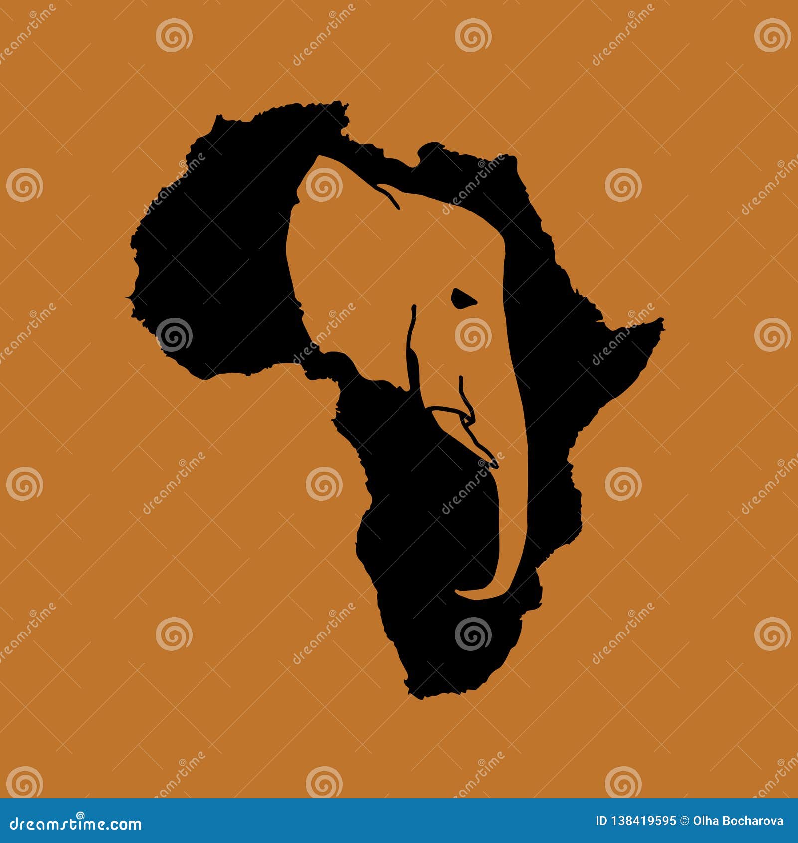 Africa Map - Brown Orange Hue Colored On Dark Background. High Detailed ...