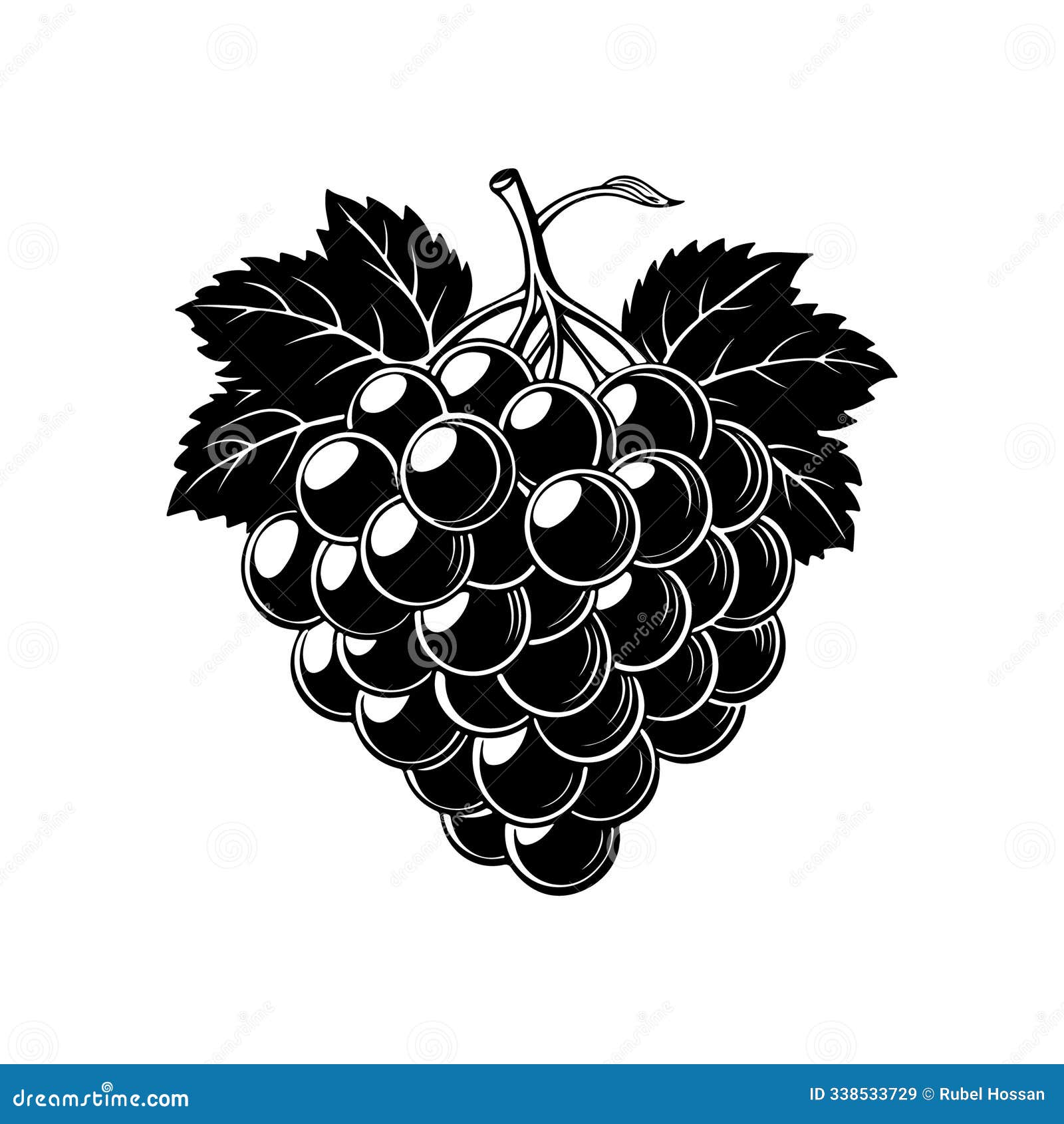 Black Grapes Cluster Silhouette Vector Illustration For Food And Drink ...