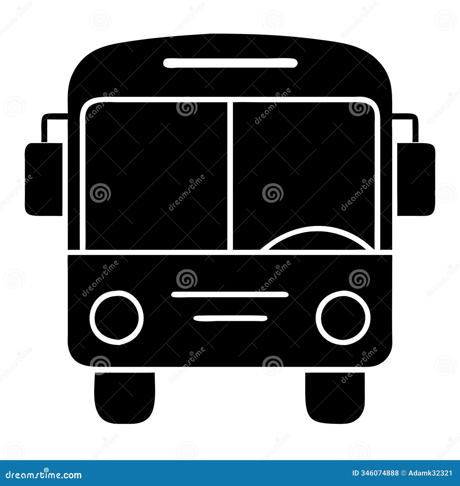 Vector Silhouette of Bus Front View for Transportation Design Use Stock ...