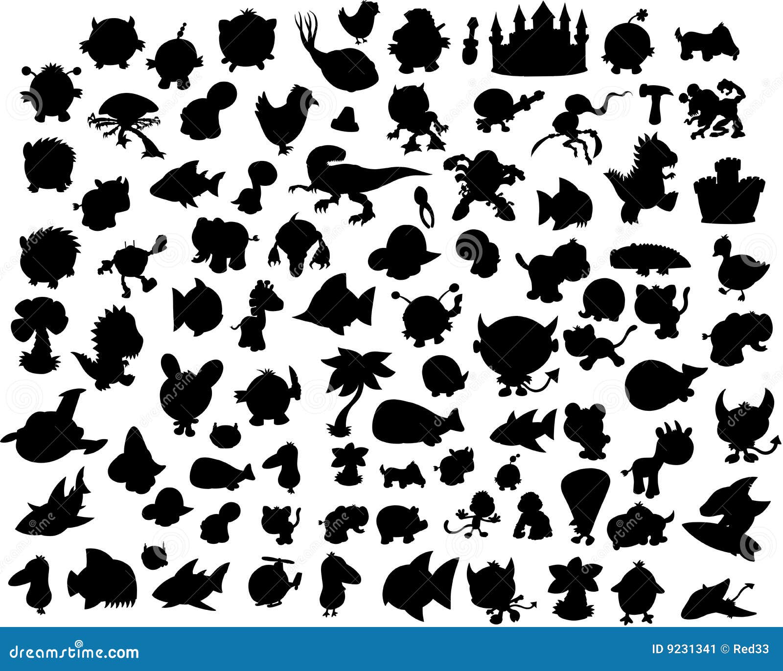 Vector Silhouette Collection Stock Vector - Illustration of bird, robot ...