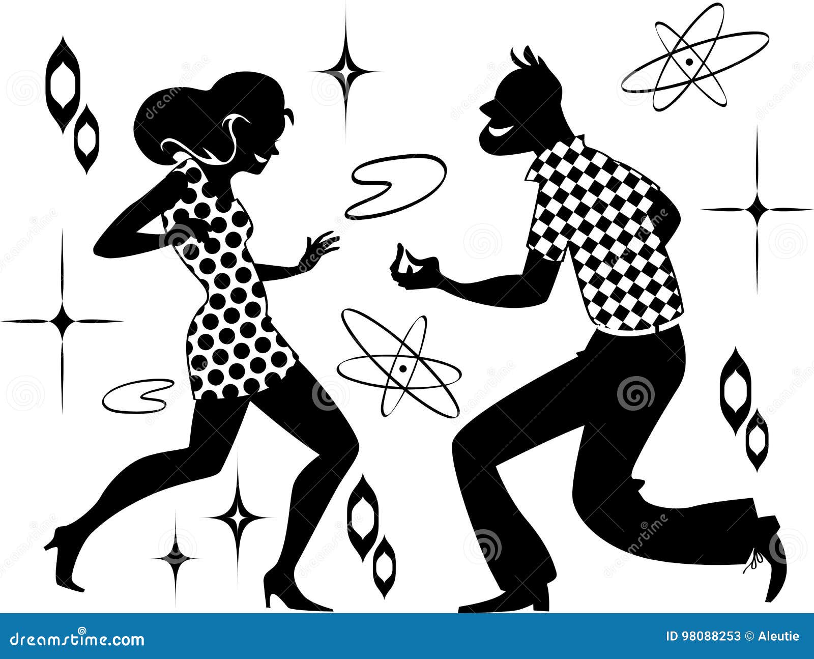 Retro dancing clip-art stock vector. Illustration of black - 98088253