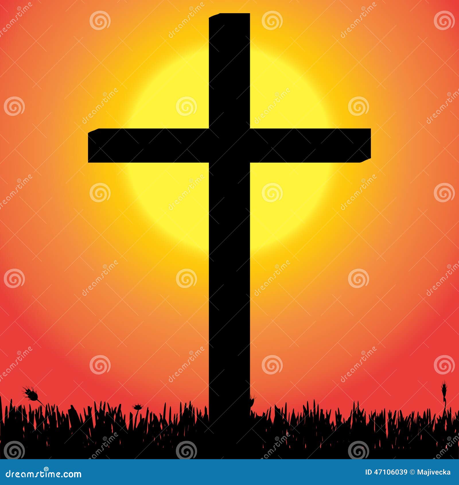 Vector Silhouette of a Cross. Stock Vector - Illustration of meadow ...