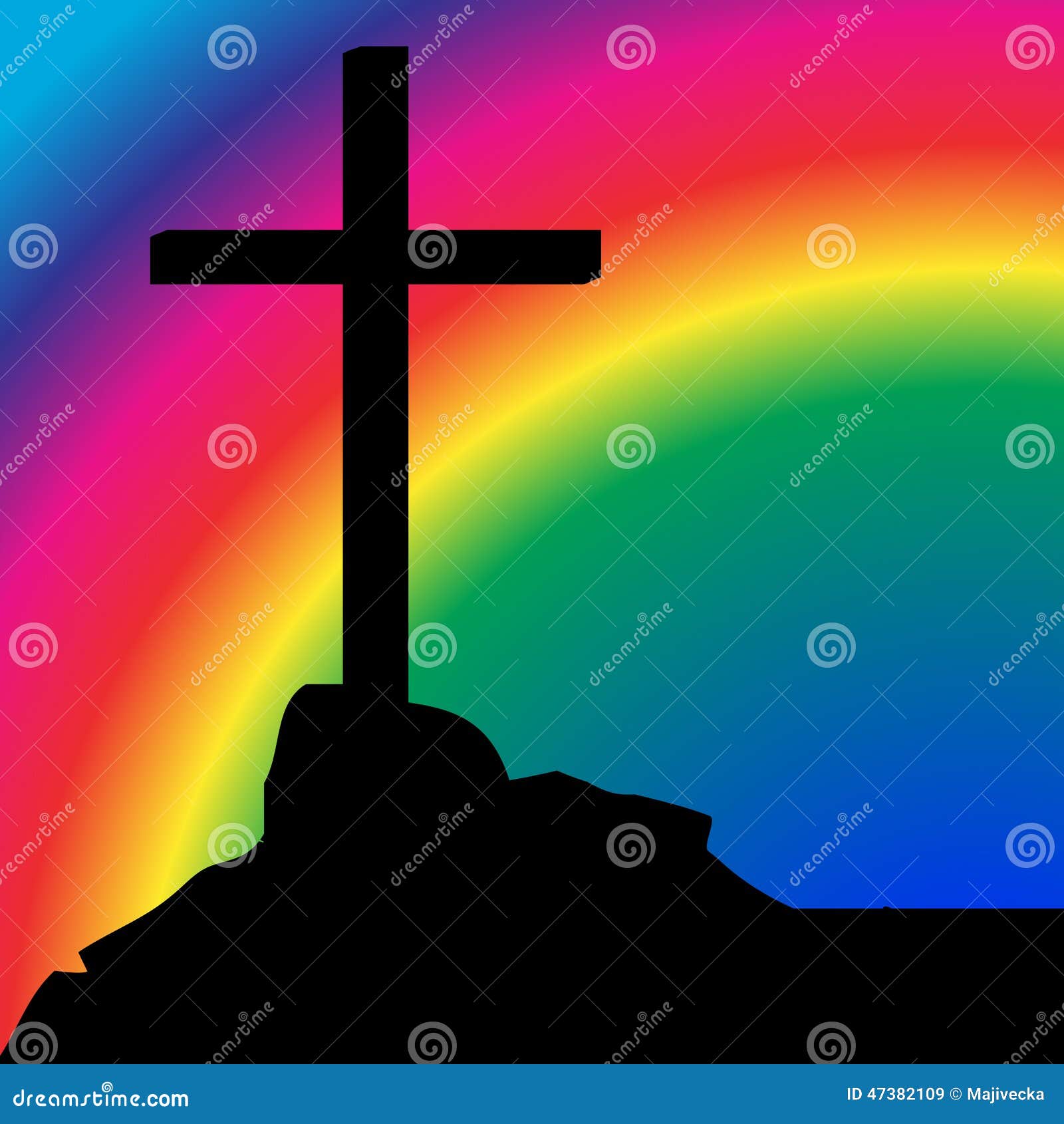Vector Silhouette of a Cross. Stock Vector - Illustration of rainbow ...