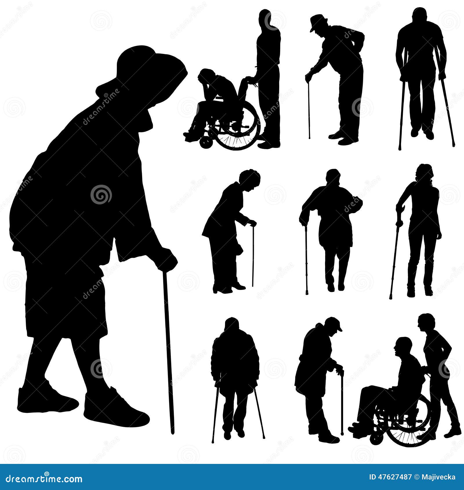 Vector Silhouette of Disabled People. Stock Illustration - Illustration ...