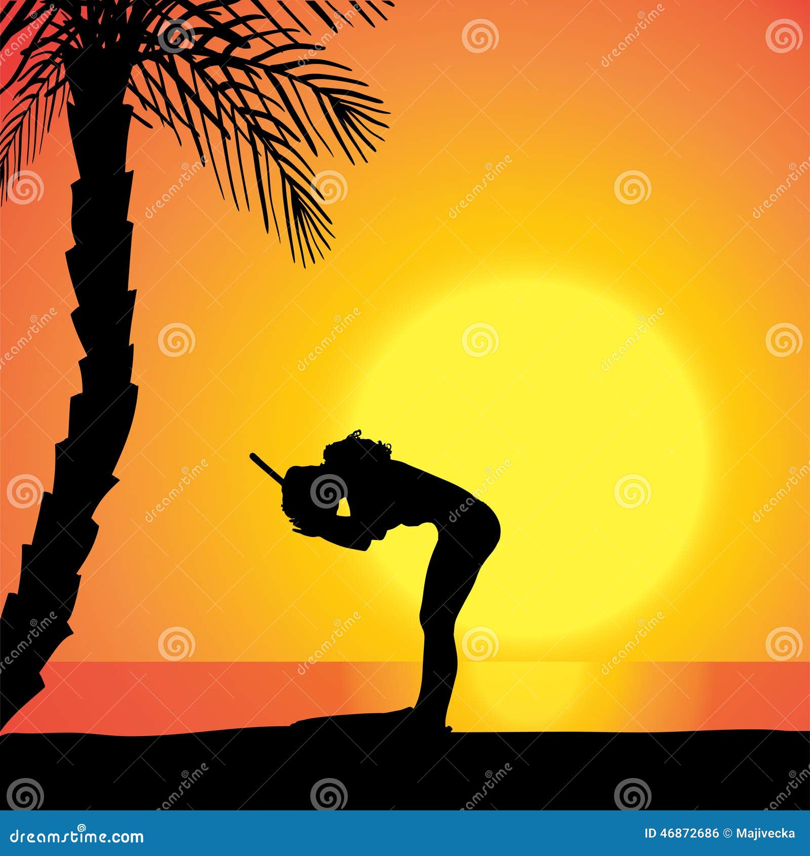 Vector Silhouette of Diver. Stock Vector - Illustration of sunset ...