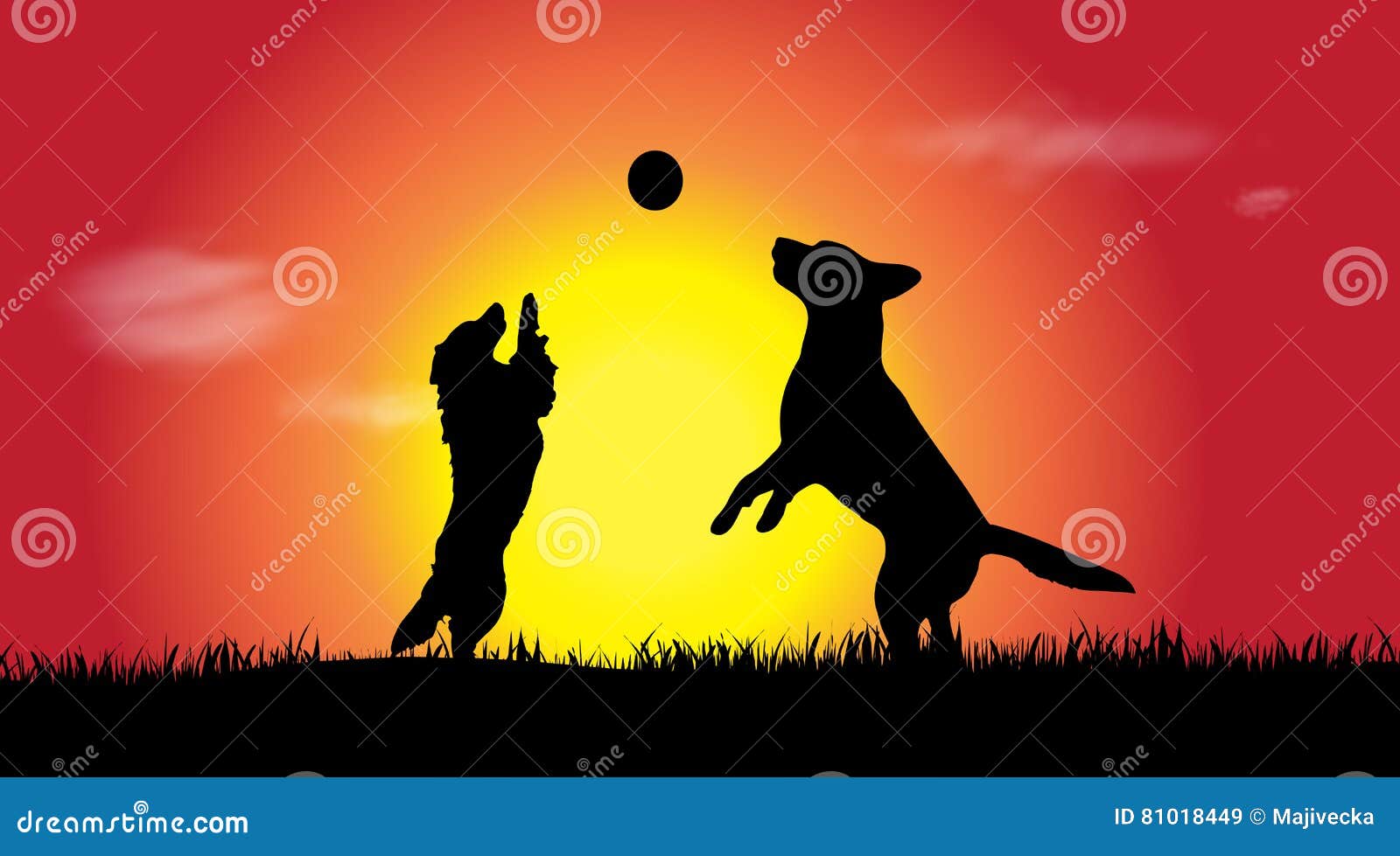 Vector Silhouette of a Dog. Stock Vector - Illustration of silhouette ...