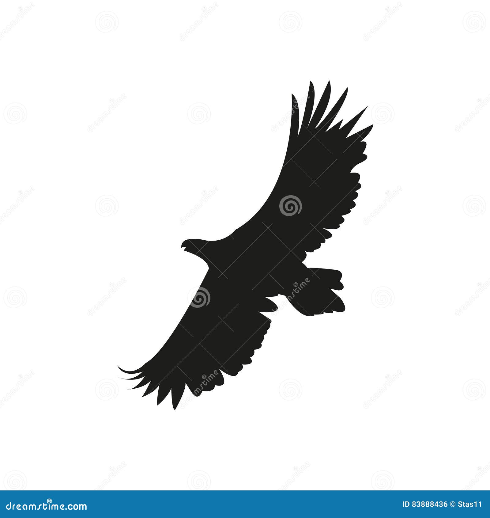 Vector Silhouette of the Eagle in Flight with Wings Spread Stock Vector ...