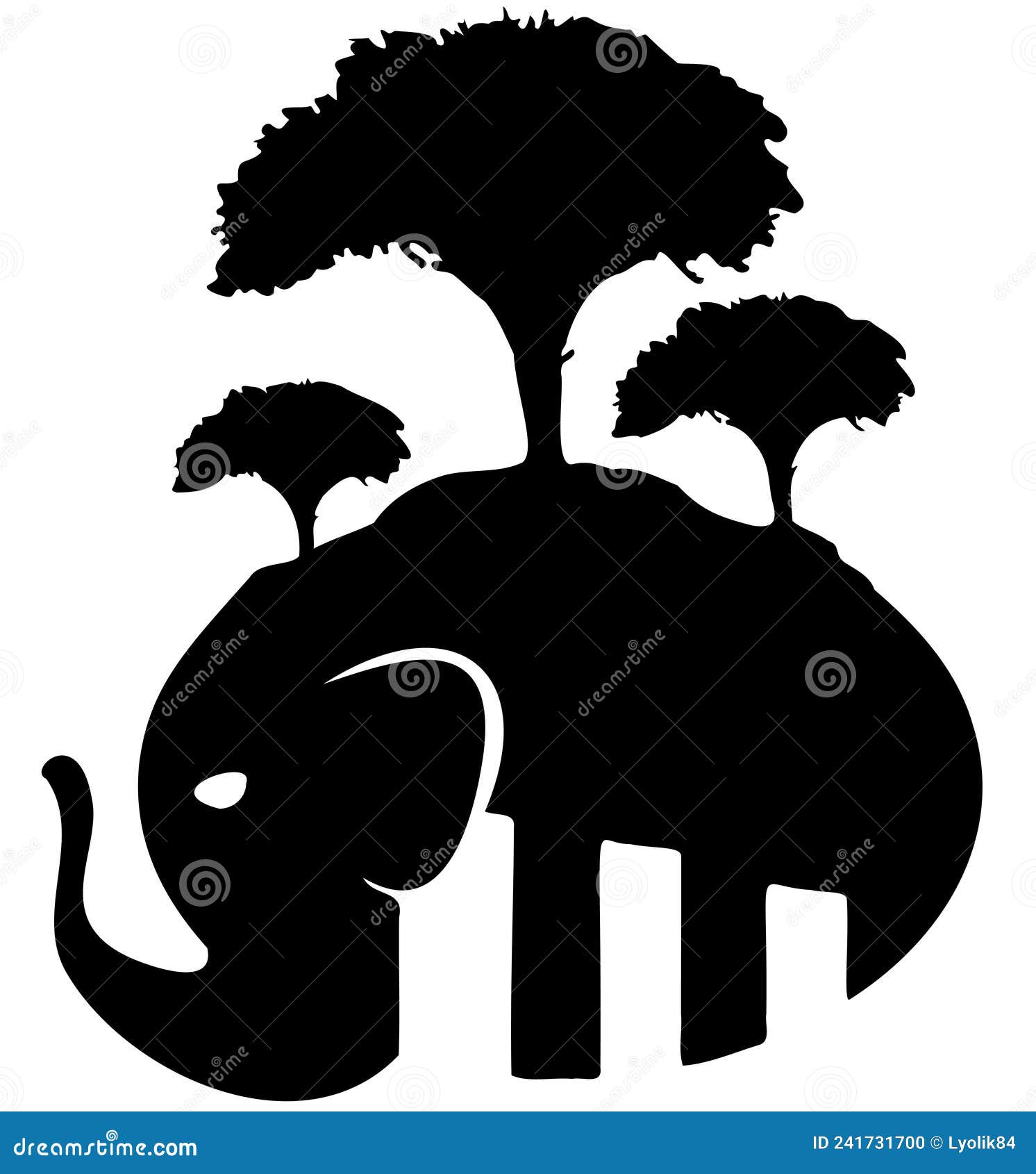 Elephant And Trees With Crayon Drawings. Royalty-Free Stock Photography ...