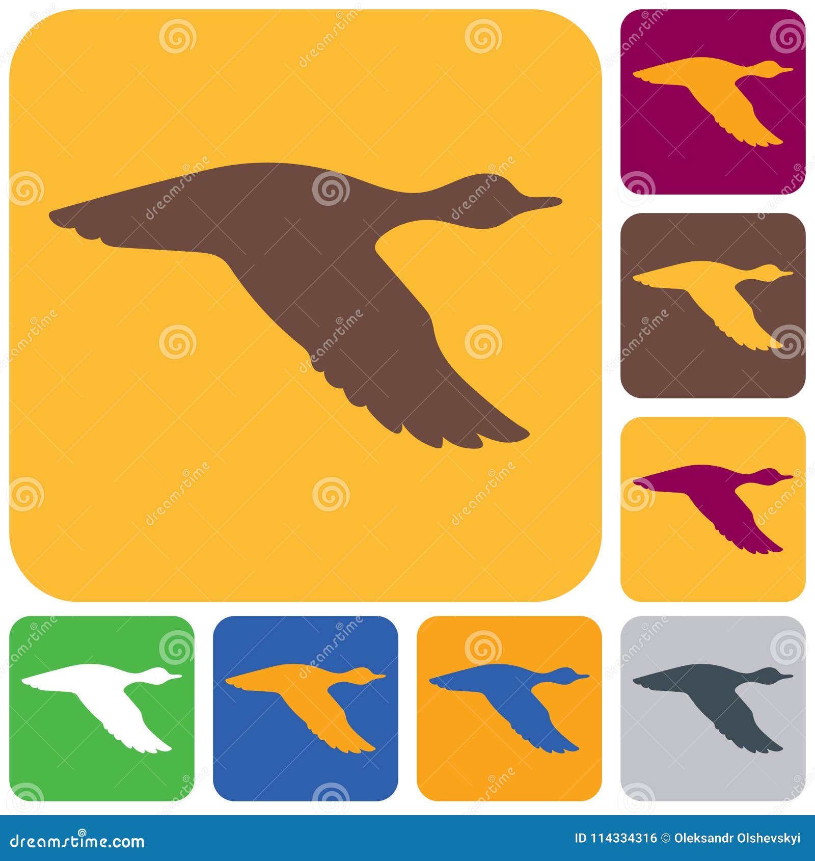 Vector Silhouette Flying Duck Stock Vector - Illustration of creative ...