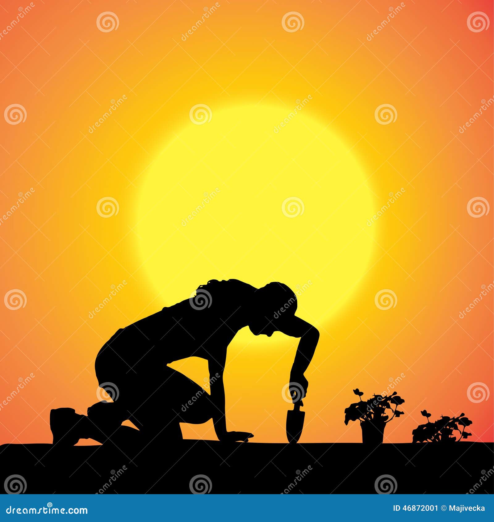 Vector Silhouette of a Gardener. Stock Vector - Illustration of farming ...