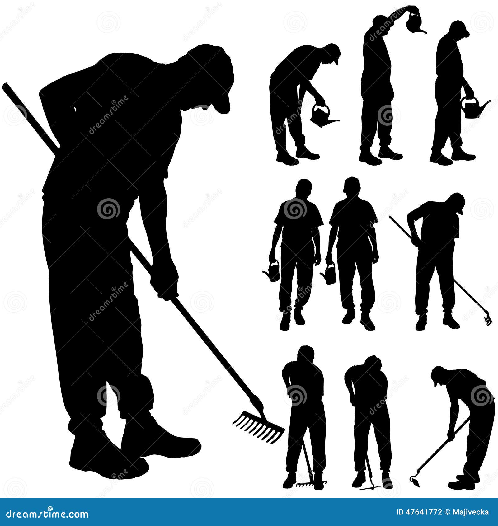 Vector Silhouette of Gardener. Stock Vector - Illustration of ...