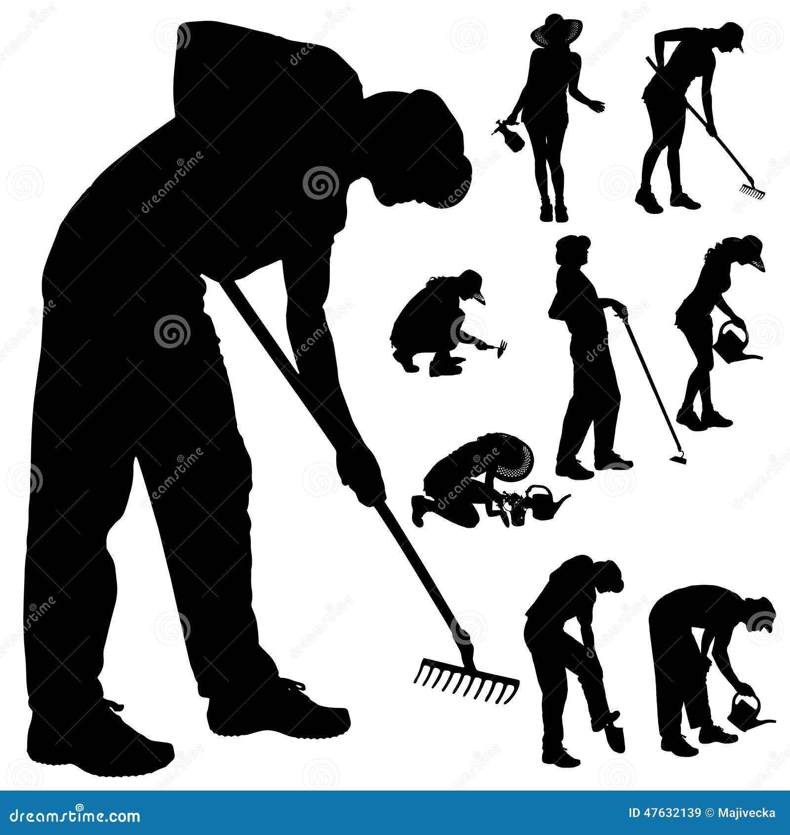 Vector Silhouette of a Gardener. Stock Vector - Illustration of work ...
