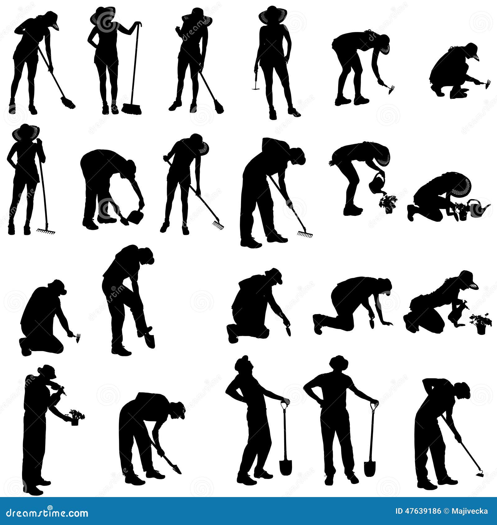 Vector Silhouette Of A Gardener. Stock Vector - Image: 47639186