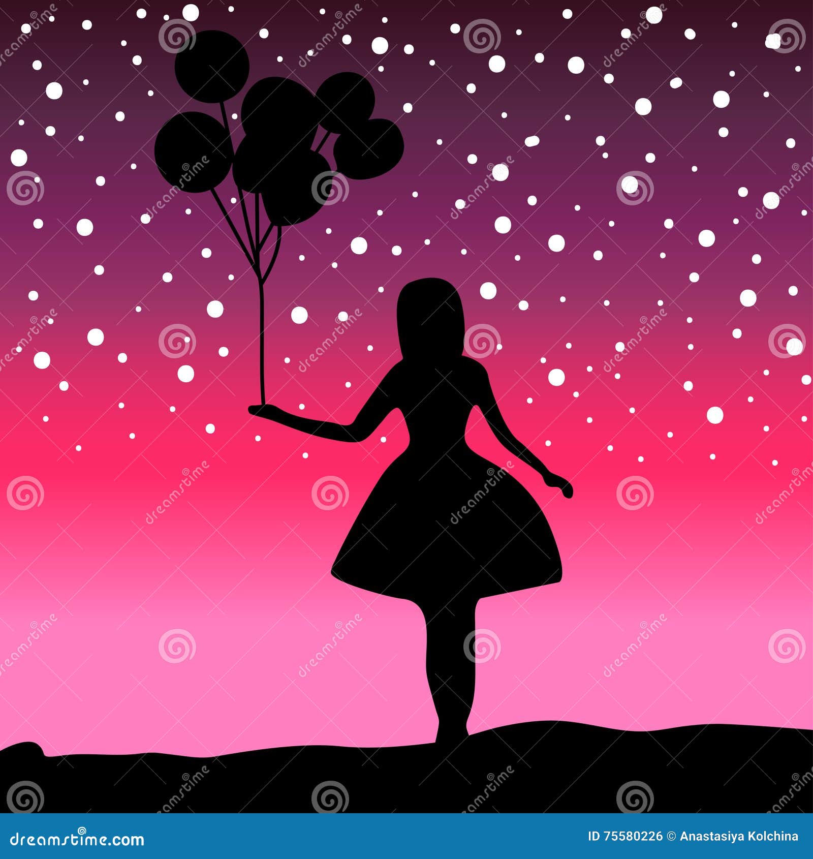 Vector Silhouette Girl Holding A Balloon | CartoonDealer.com #75580226 Vector Silhouette Girl Holding A Balloon | CartoonDealer.com #75580226