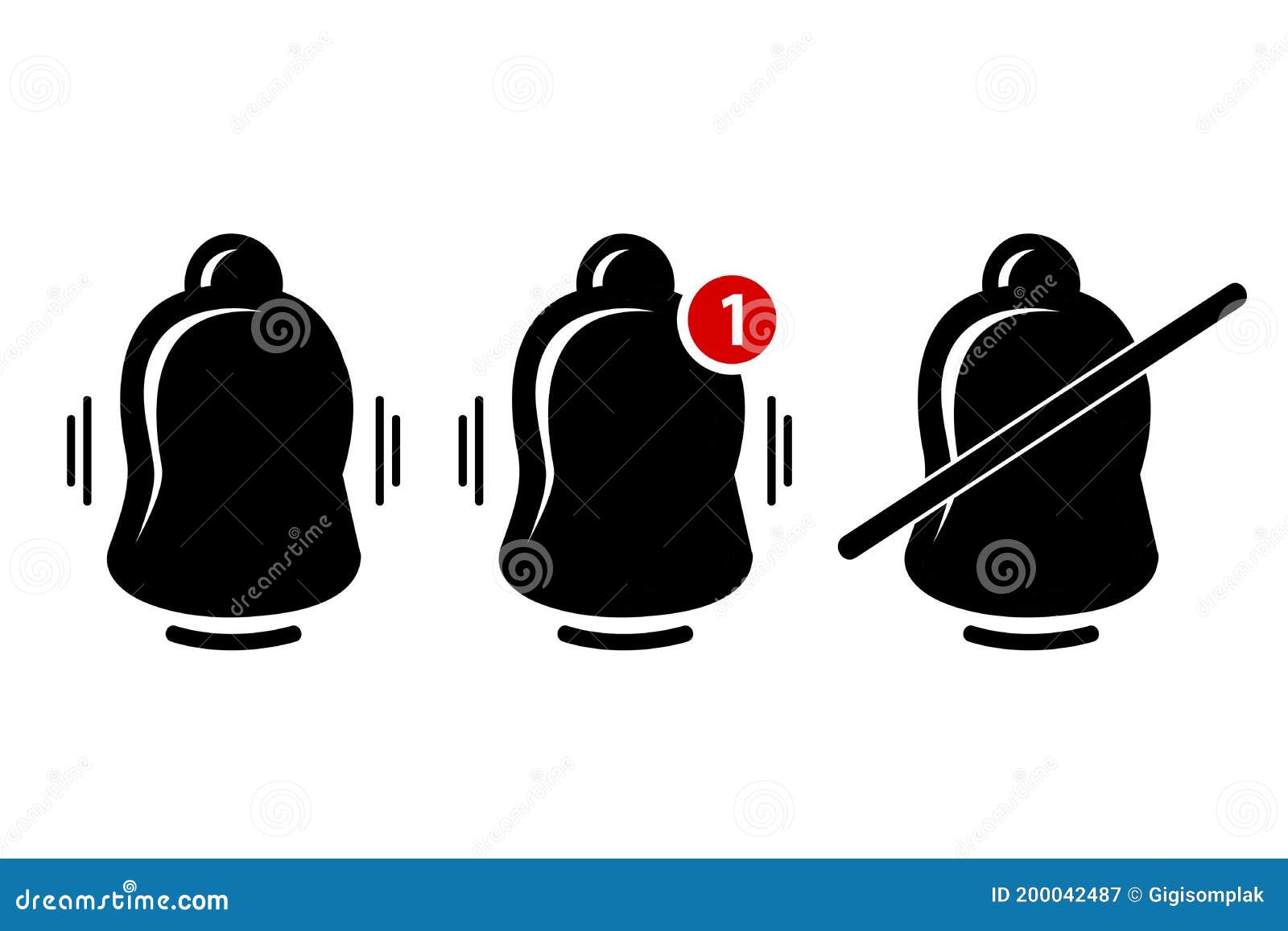 Simple Vector Silhouette, Icon or Logo, Bell, Ring, Alert, Notification ...