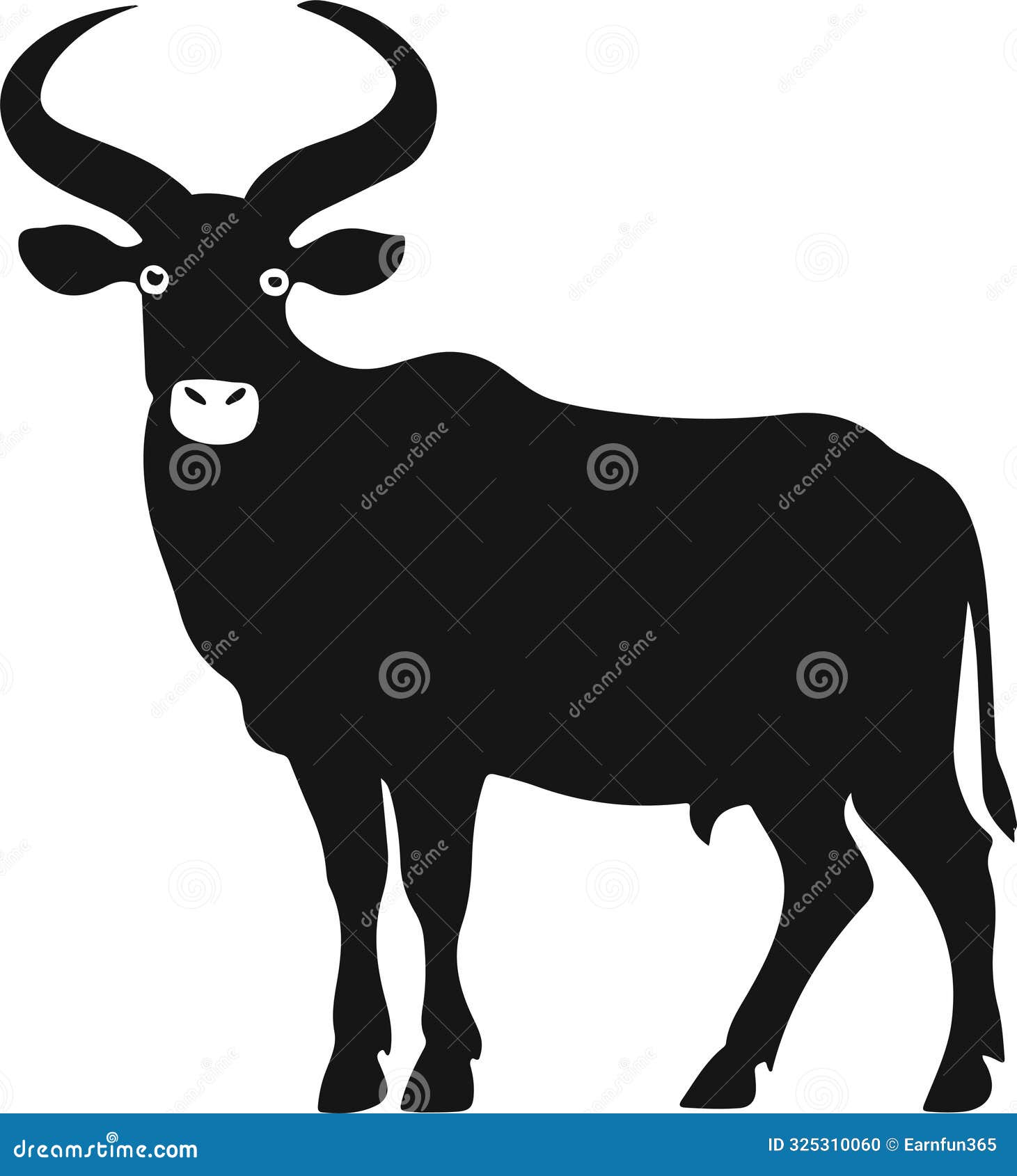 A Vector Silhouette Image of Wild Animals Zebu. Stock Vector ...