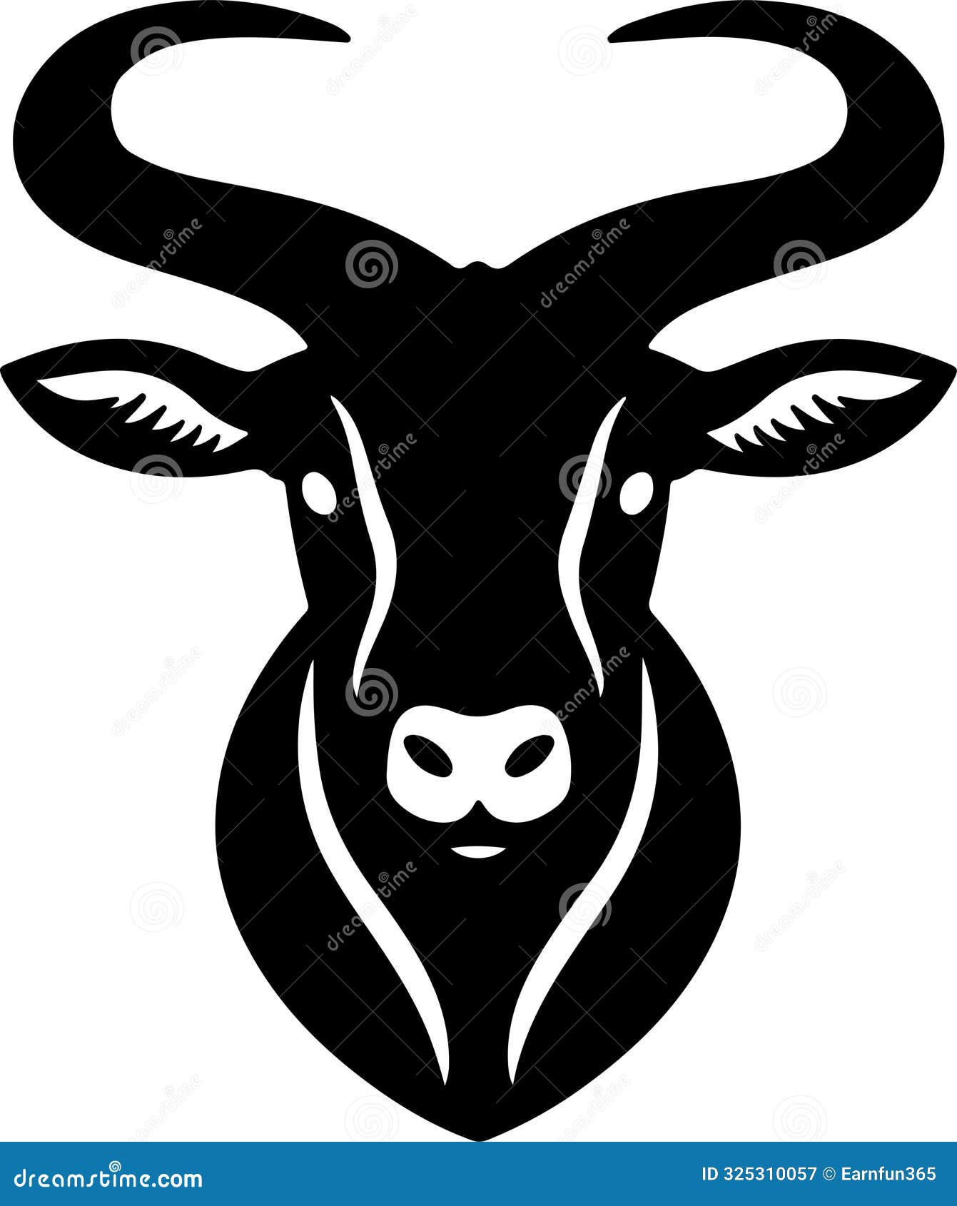 A Vector Silhouette Image of Zebu Head. Stock Vector - Illustration of ...