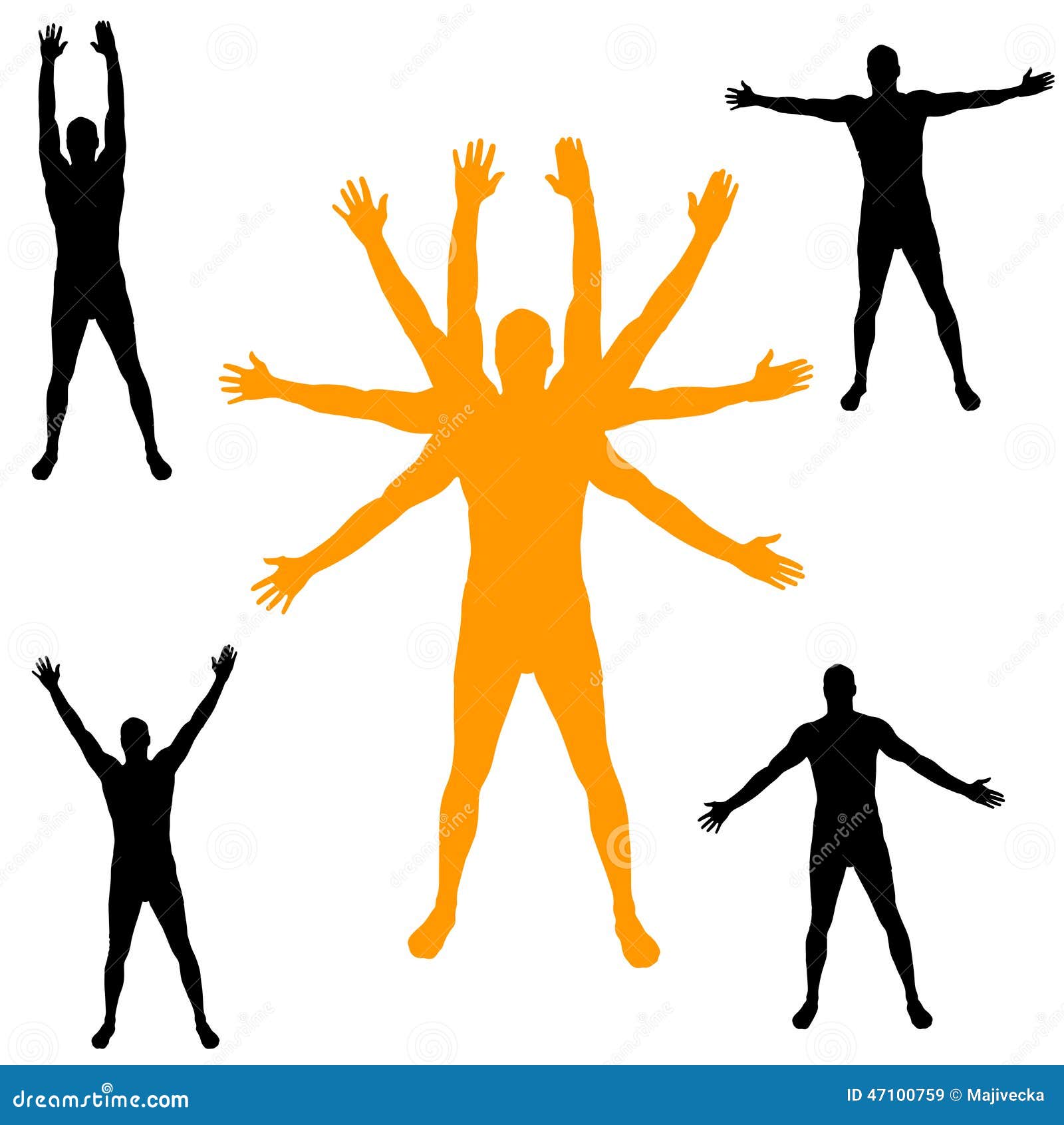 Silhouette Man Arms Raised Vector Illustration | CartoonDealer.com ...