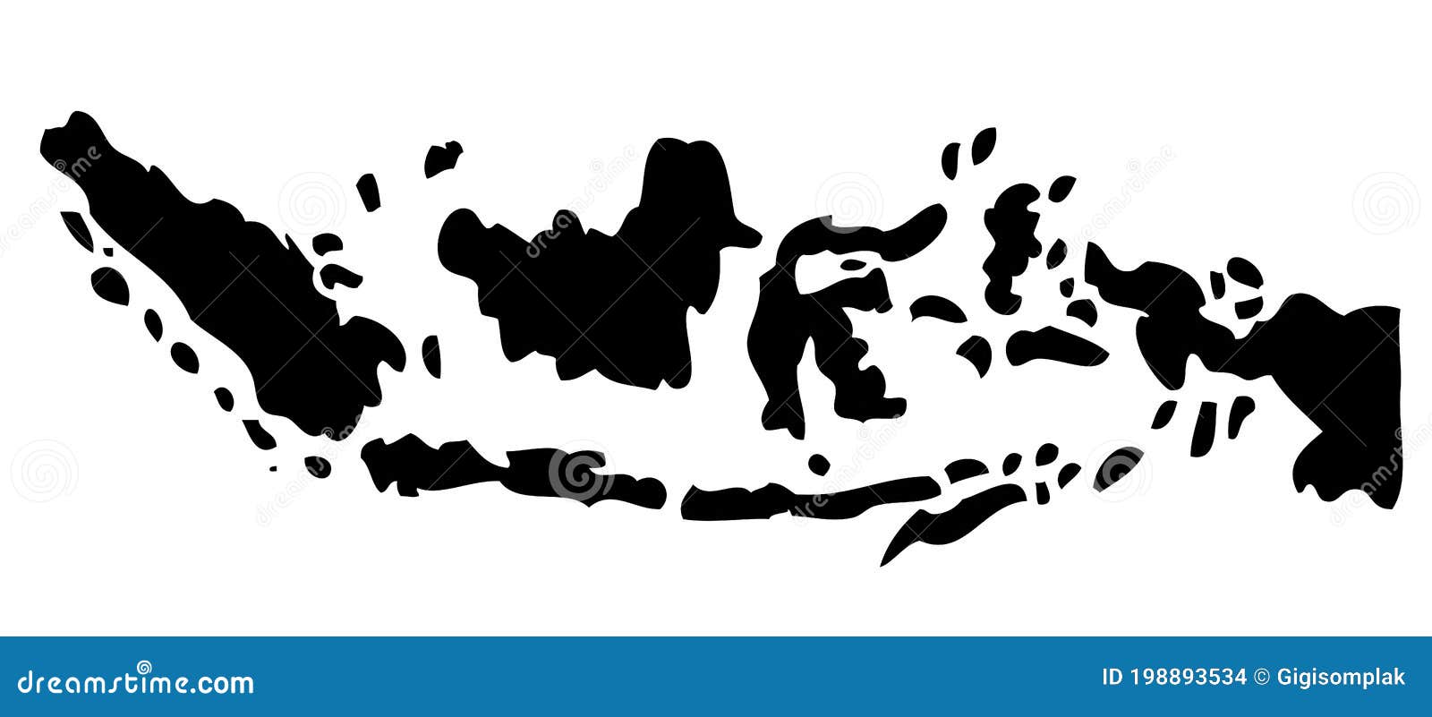 Vector Silhouette Map Indonesia, Isolated on White Stock Vector ...
