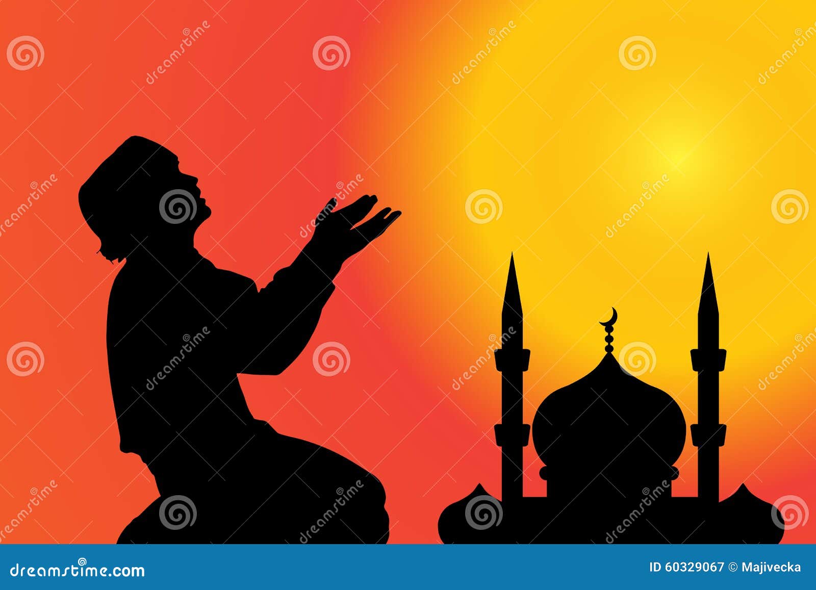Vector Silhouette of a Muslim. Stock Vector - Illustration of muslim ...