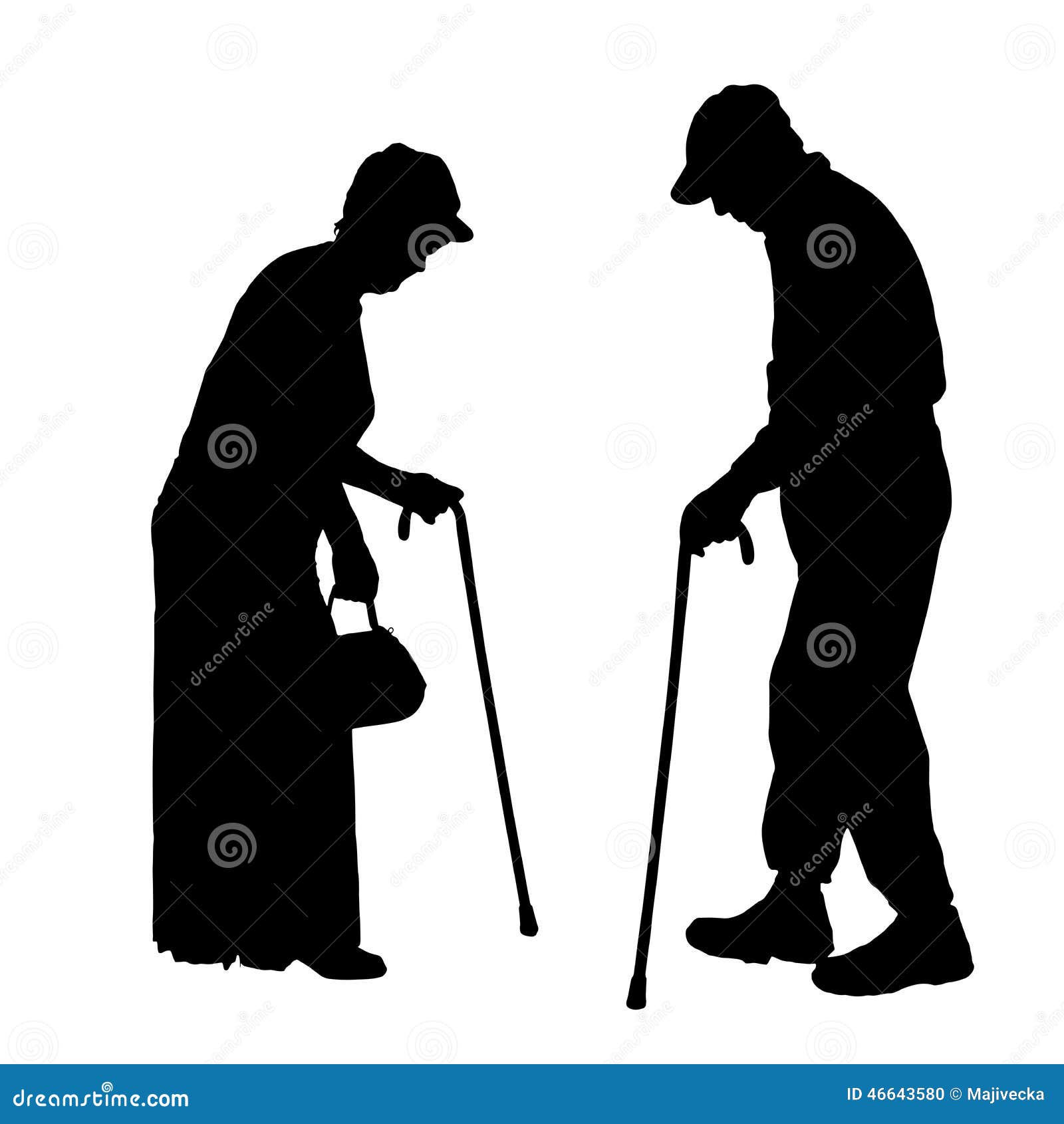Vector Silhouette of Old People. Stock Vector - Illustration of ...