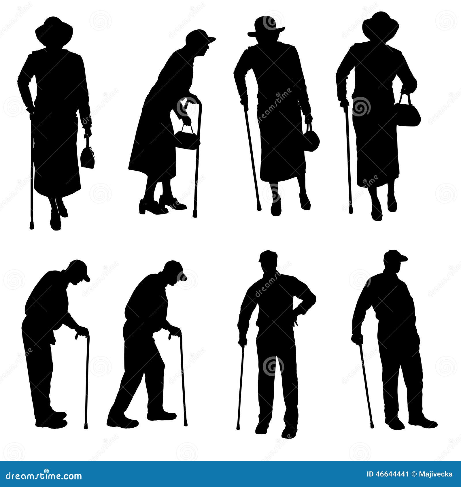 Vector Silhouette of Old People. Stock Vector - Illustration of parents ...