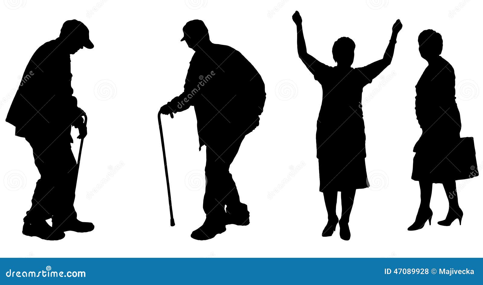 Vector Silhouette Of Old People. Stock Vector - Illustration of ...