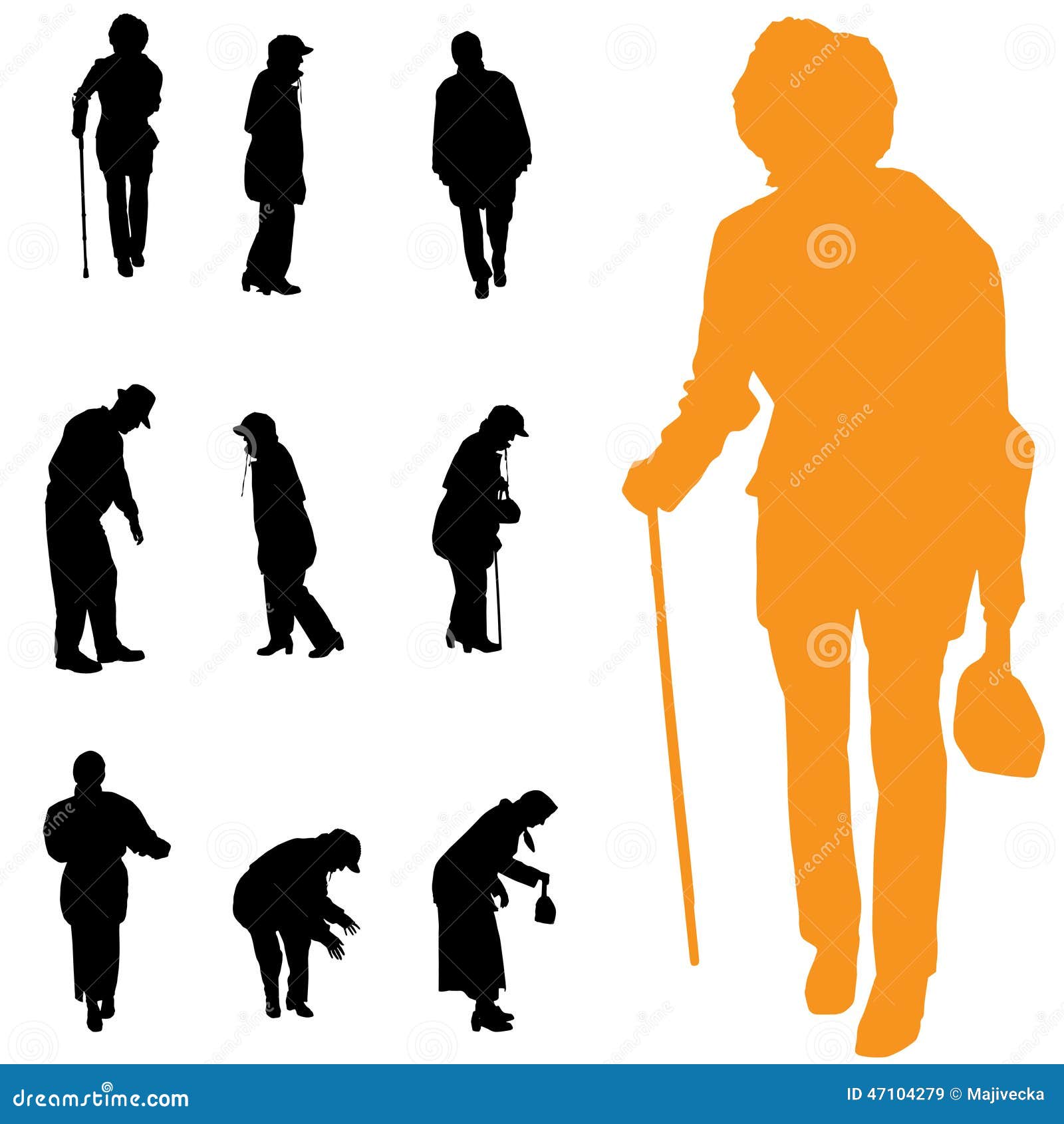 Vector Silhouette of Old People. Stock Vector - Illustration of ...