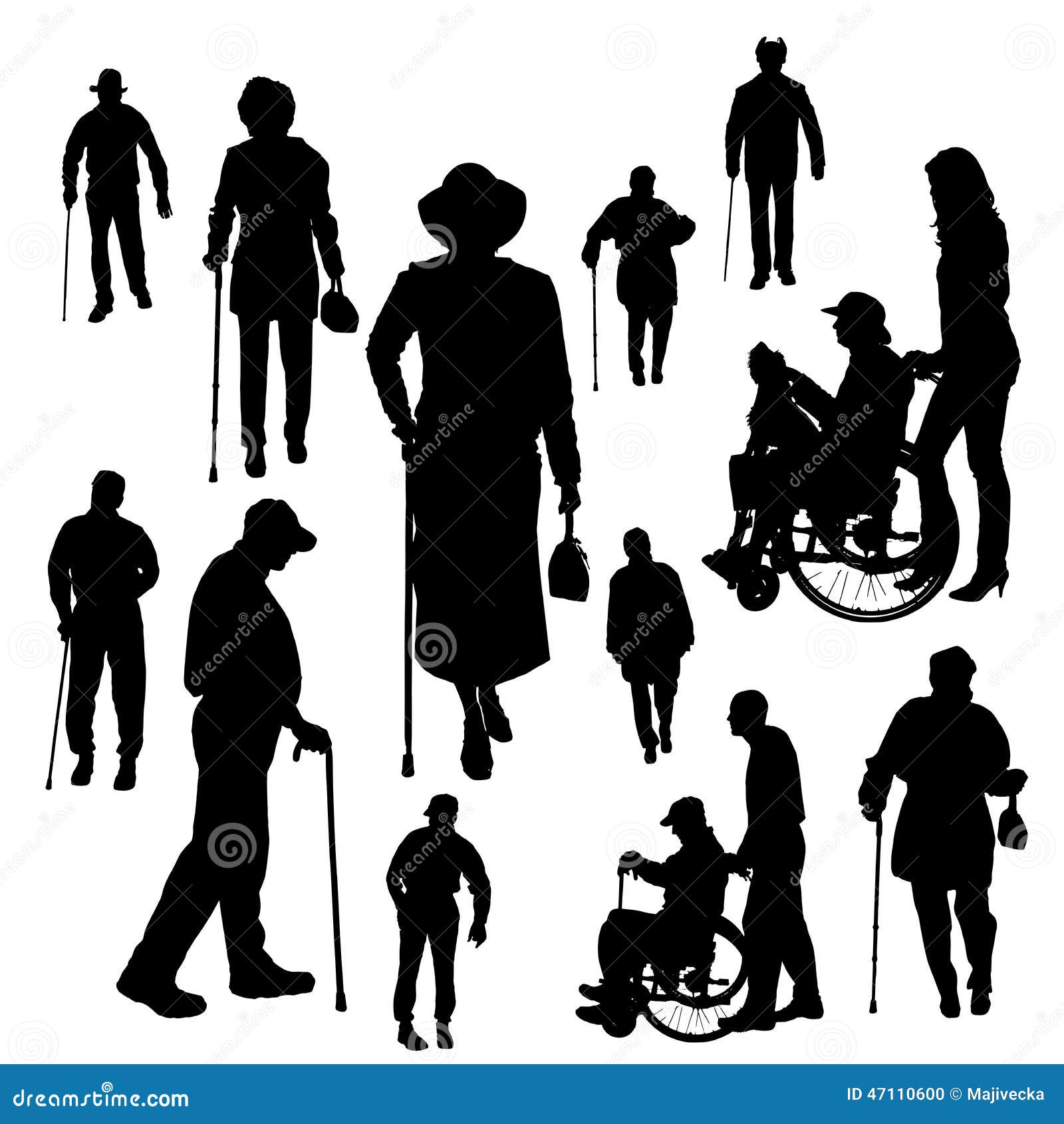 Vector Silhouette of Old People. Stock Vector - Illustration of female ...