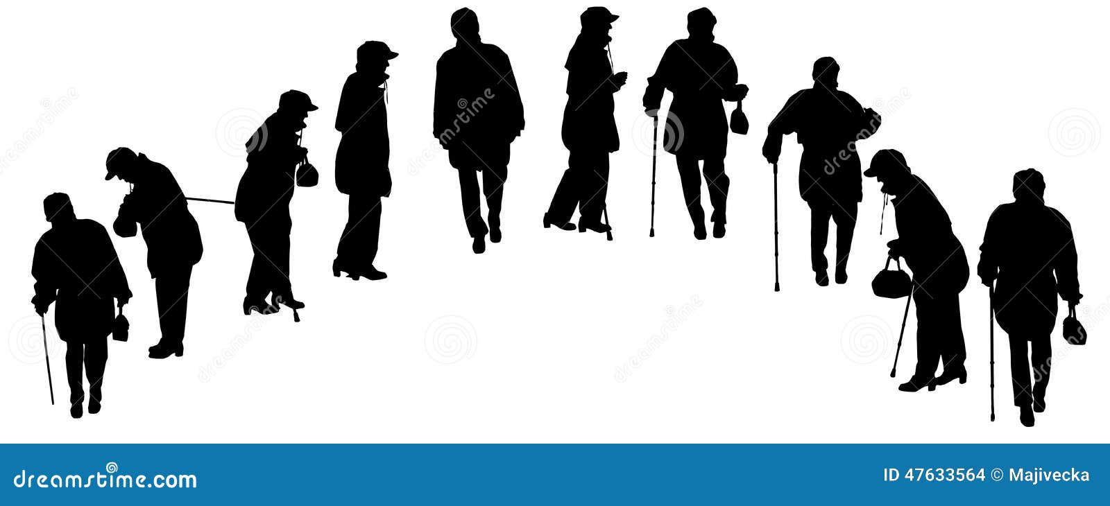 Vector Silhouette Of Old People. Stock Vector - Illustration of elderly ...