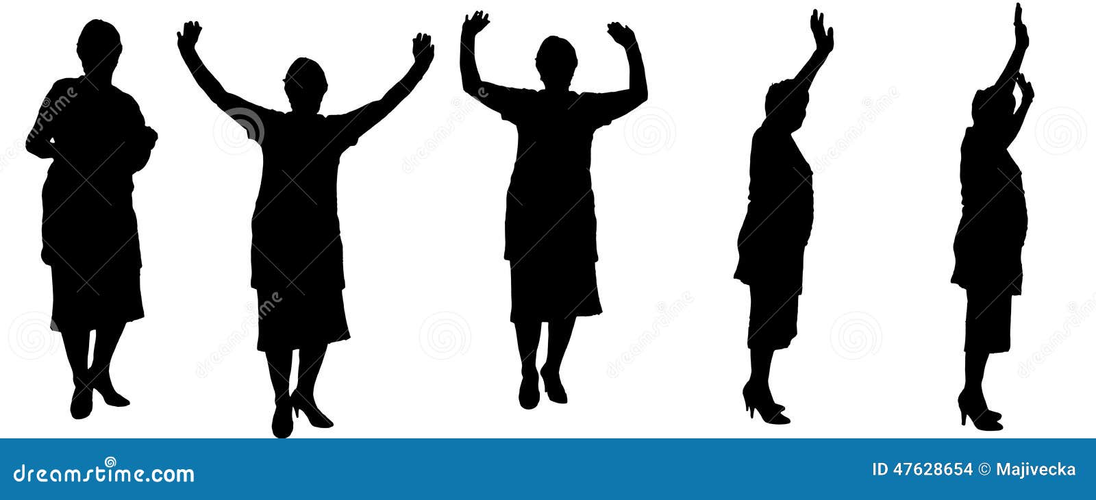 Vector Silhouette of a Old Woman. Stock Vector - Illustration of happy ...