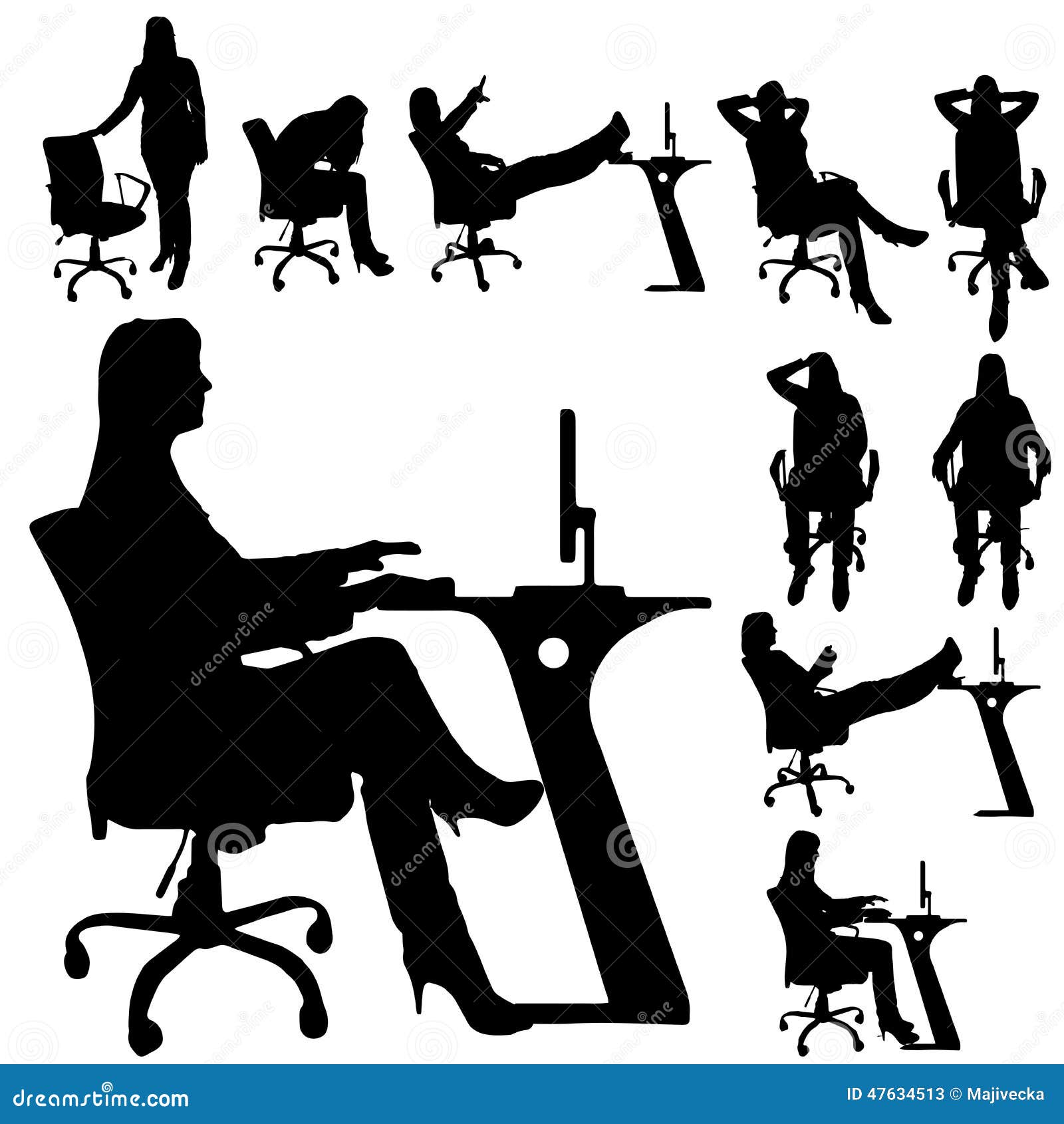 Vector Silhouette Of A People With A Computer. Stock Vector - Image ...