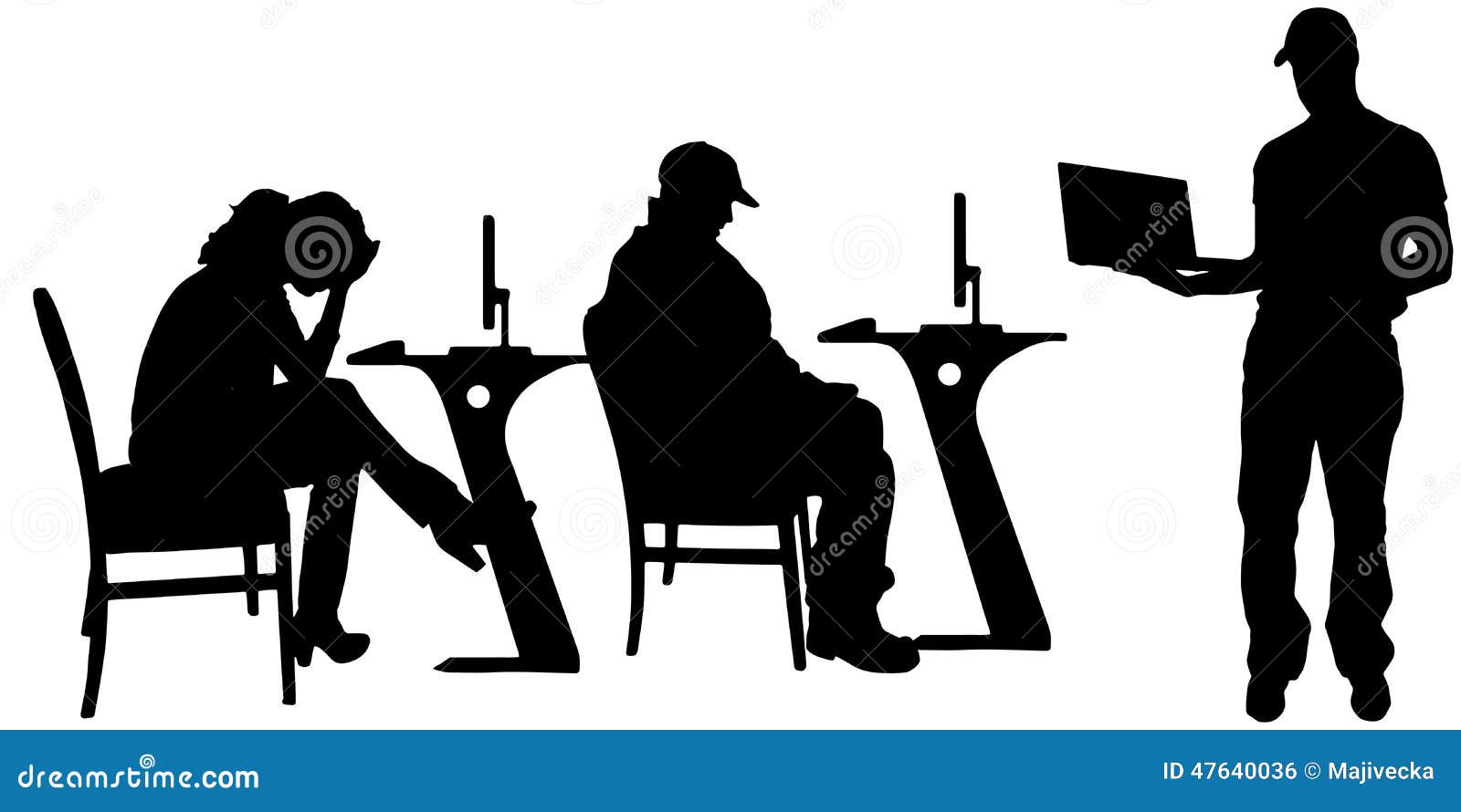 Silhouette Computer Keyboard Black And White Illustration Cartoon ...