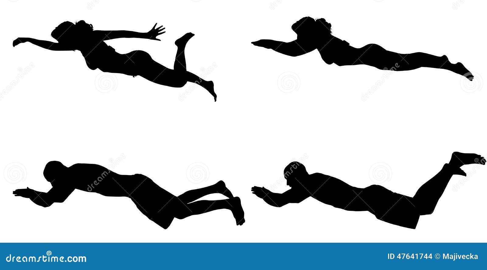 Vector Silhouette of a People Who Swim. Stock Vector - Illustration of ...