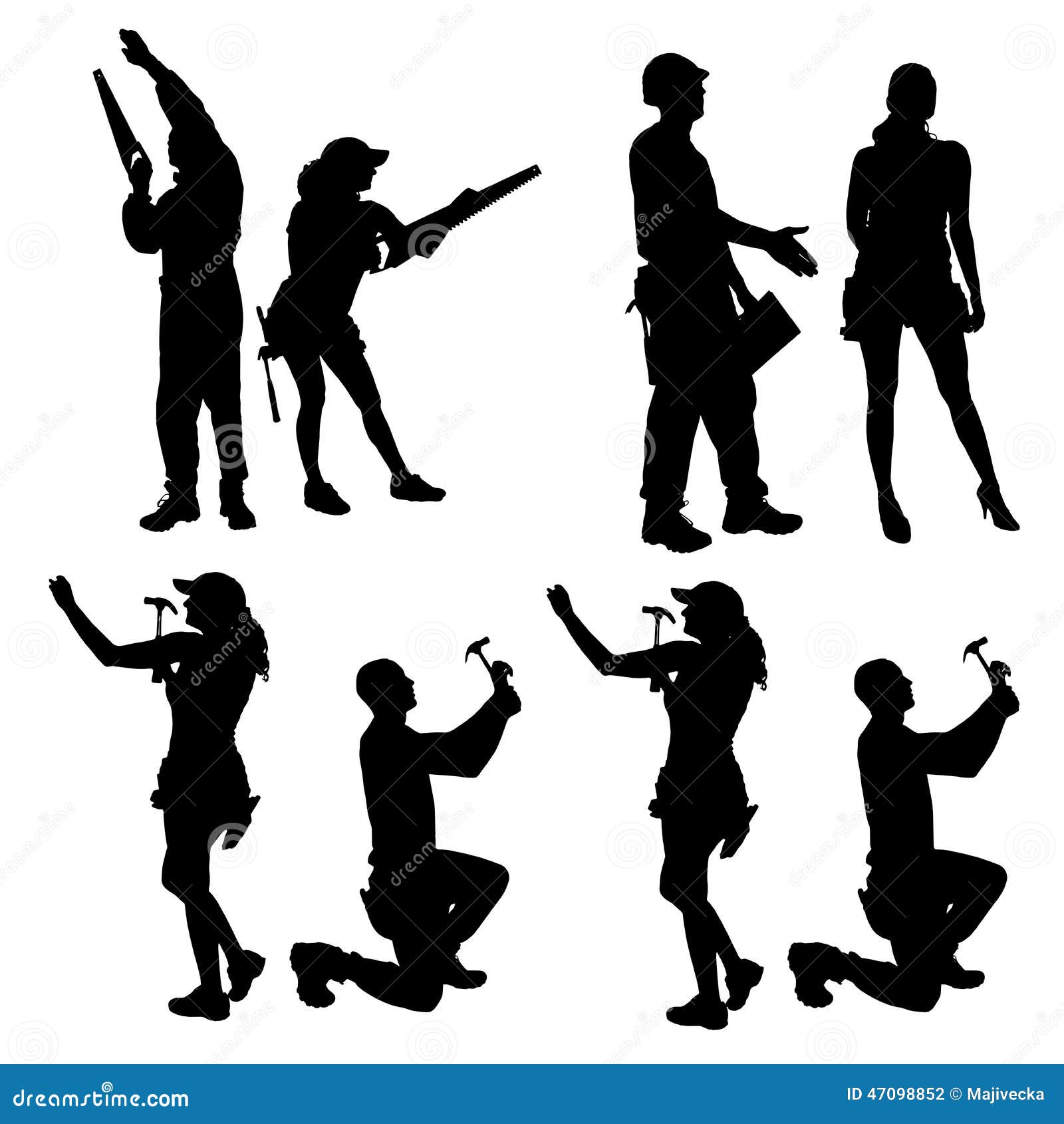Vector Silhouette of People. Stock Vector - Illustration of hard, team ...