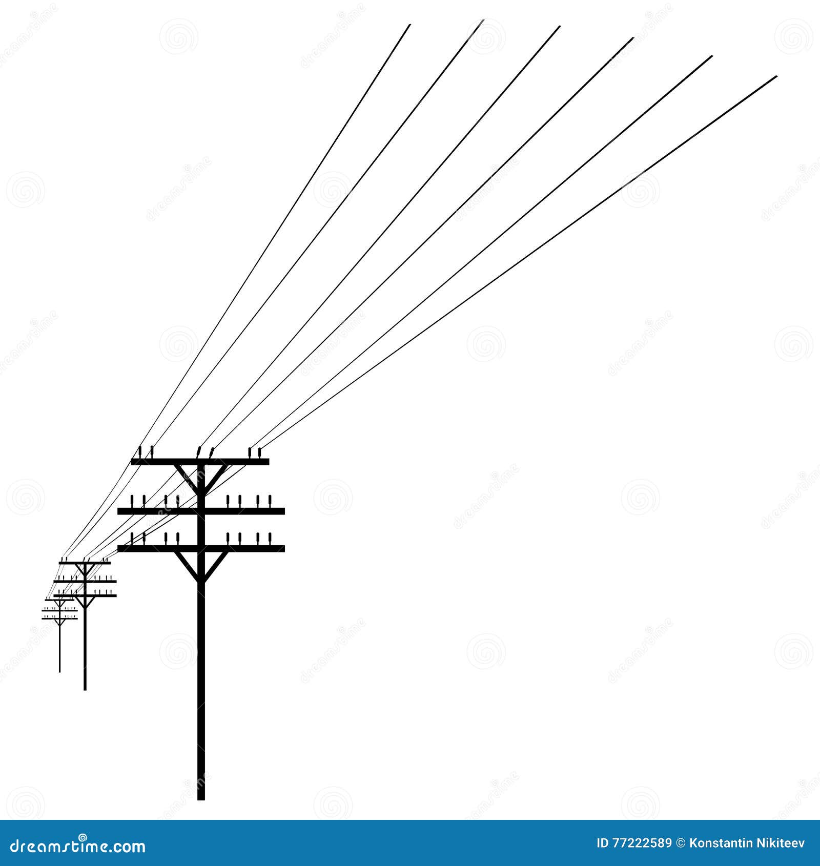 Vector Silhouette of Power Line Stock Vector - Illustration of ...