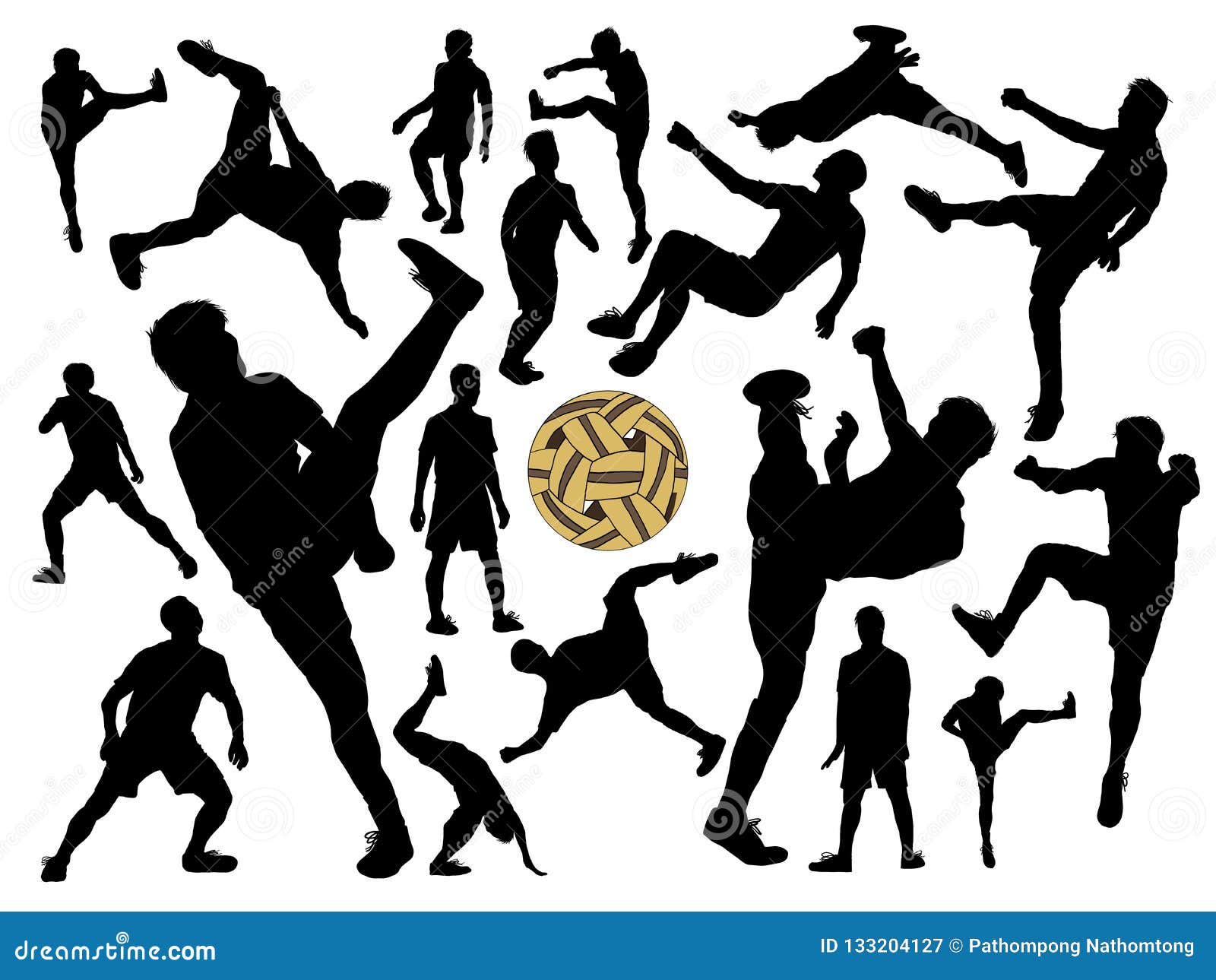 Sepak Takraw Sports Drawing And Geometric Pentagon Shapes Blue ...