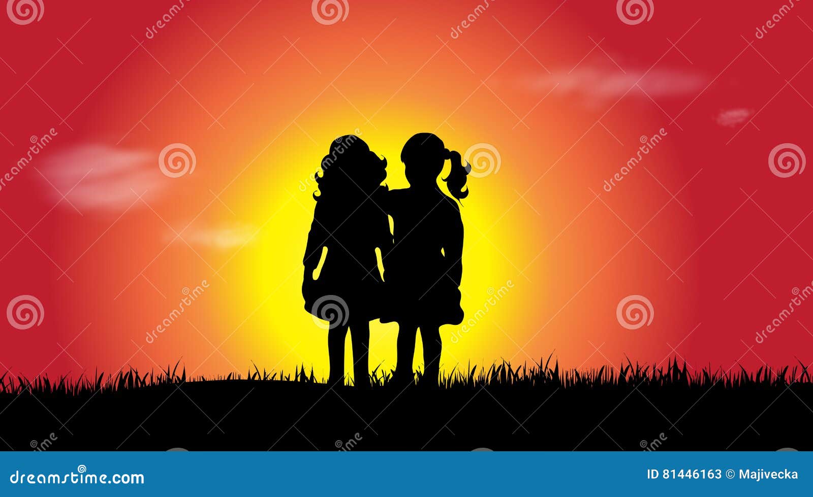 Vector Silhouette of Siblings. Stock Illustration - Illustration of ...
