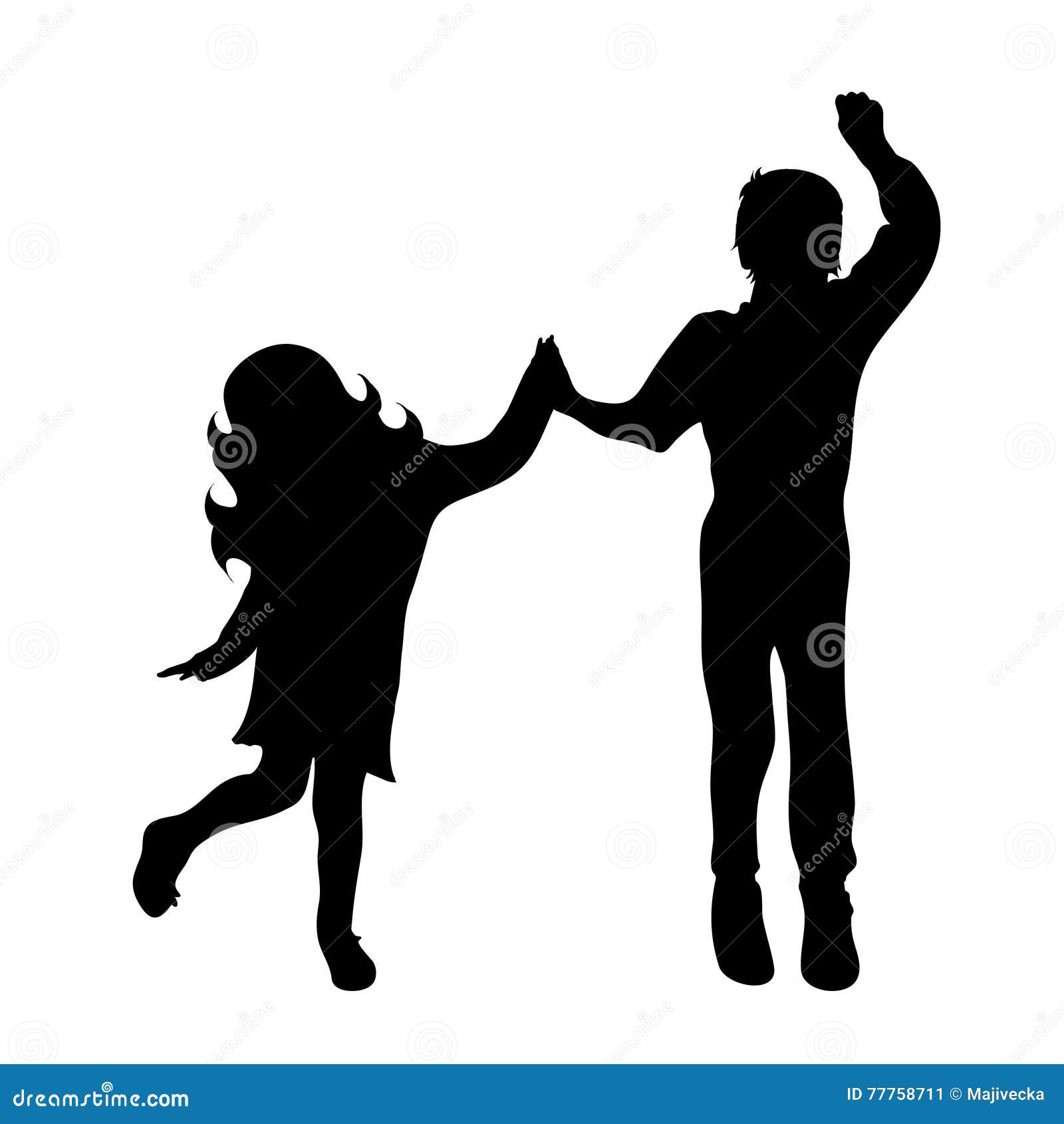 Vector Silhouette of Siblings. Stock Illustration - Illustration of ...
