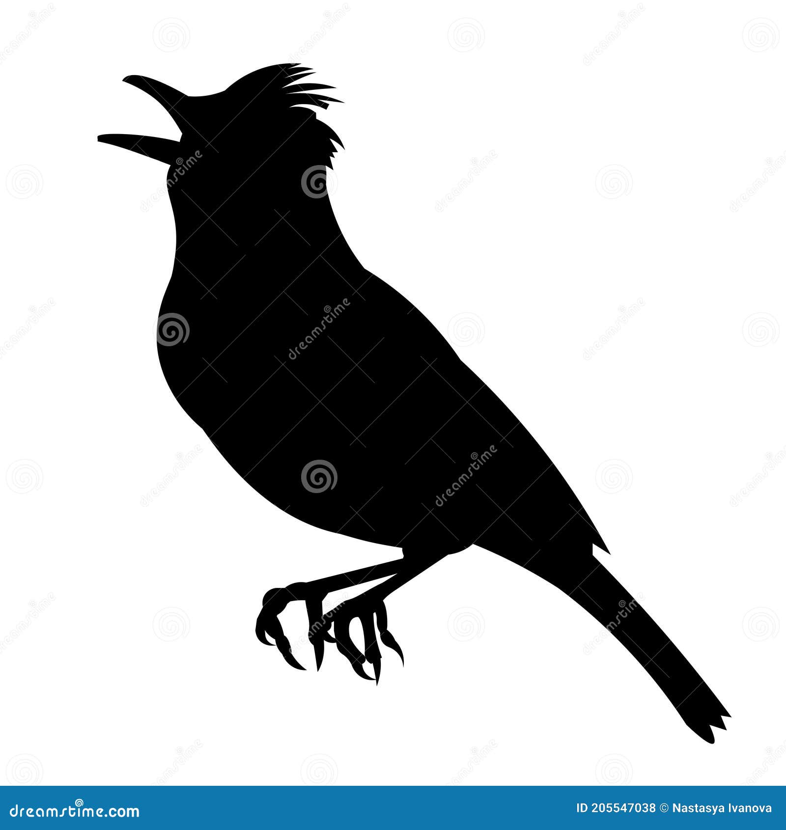 Vector Silhouette of a Sitting and Singing Lark Stock Vector ...