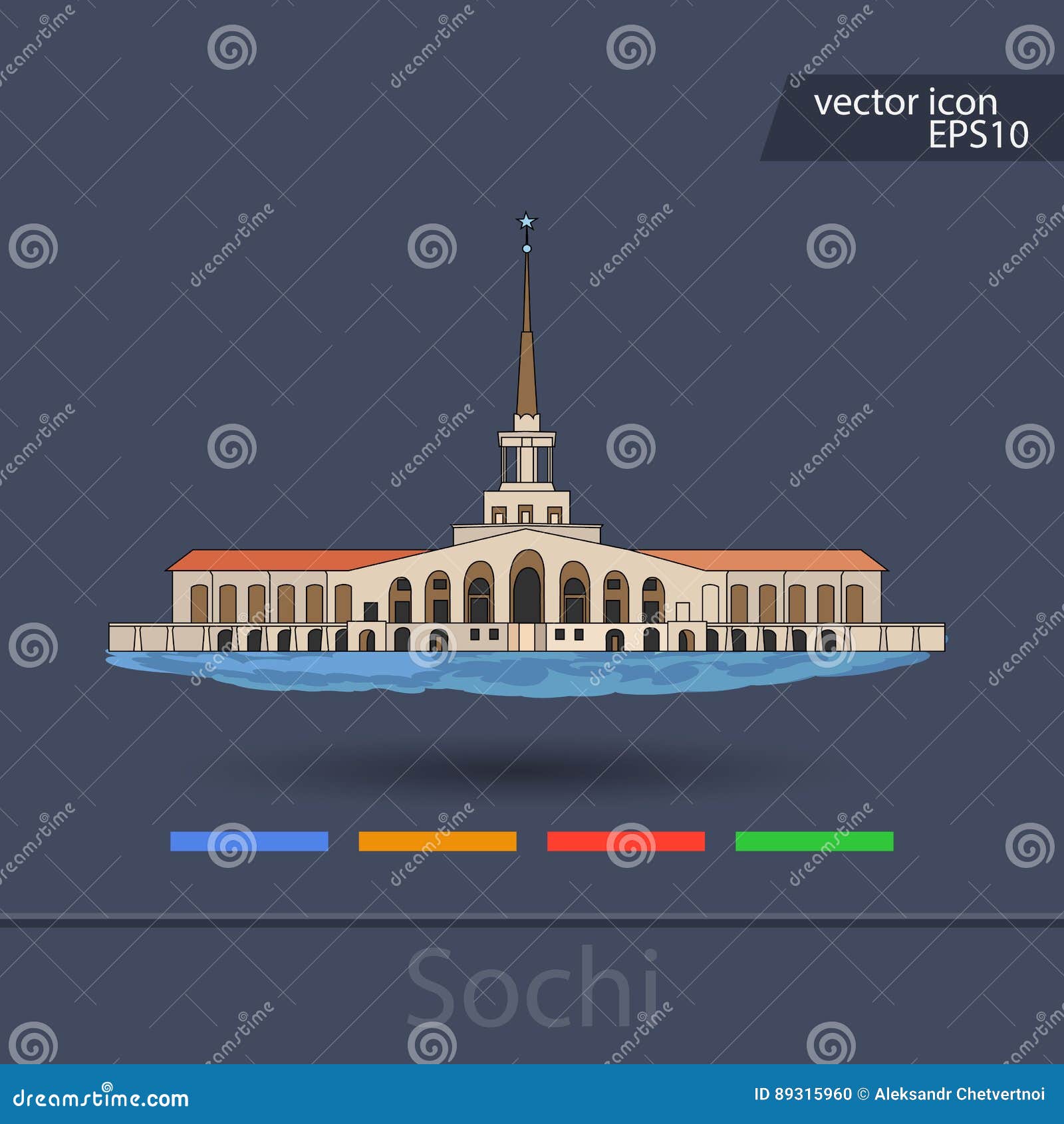 Sochi Russia City Skyline Silhouette Black Background Cartoon Vector ...